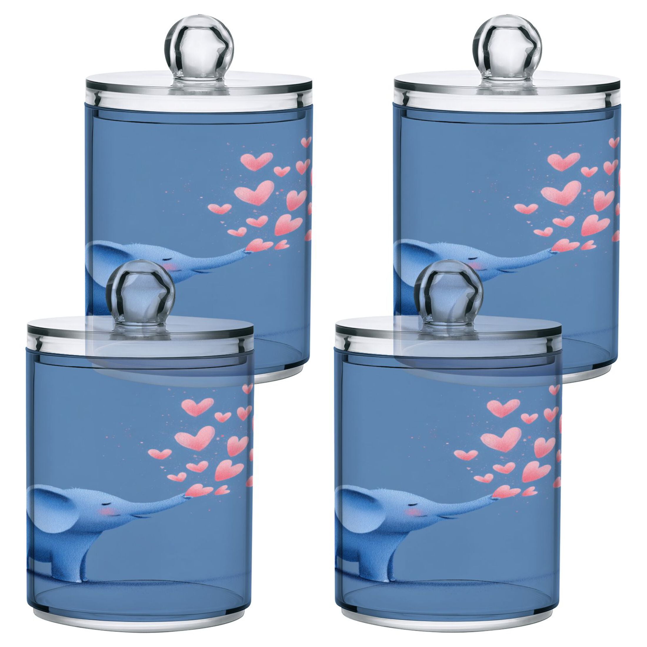 Elephant Blowing Hearts Valentine Translucent Plastic Cans Storage ...