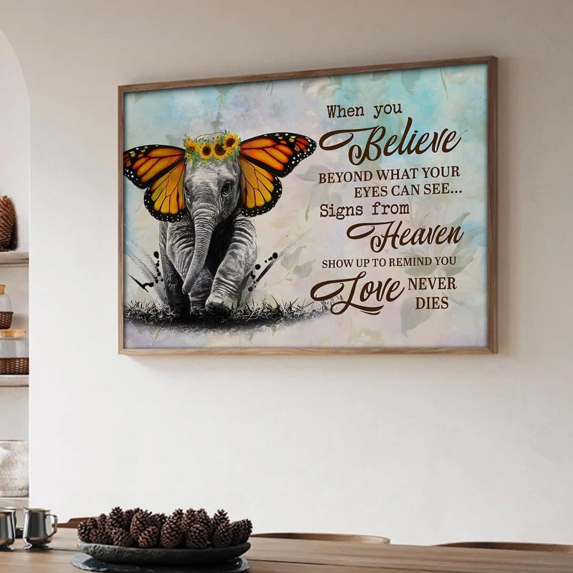 Elephant Butterfly Angel Memorial Art Remembrance , Sympathy Decor ...