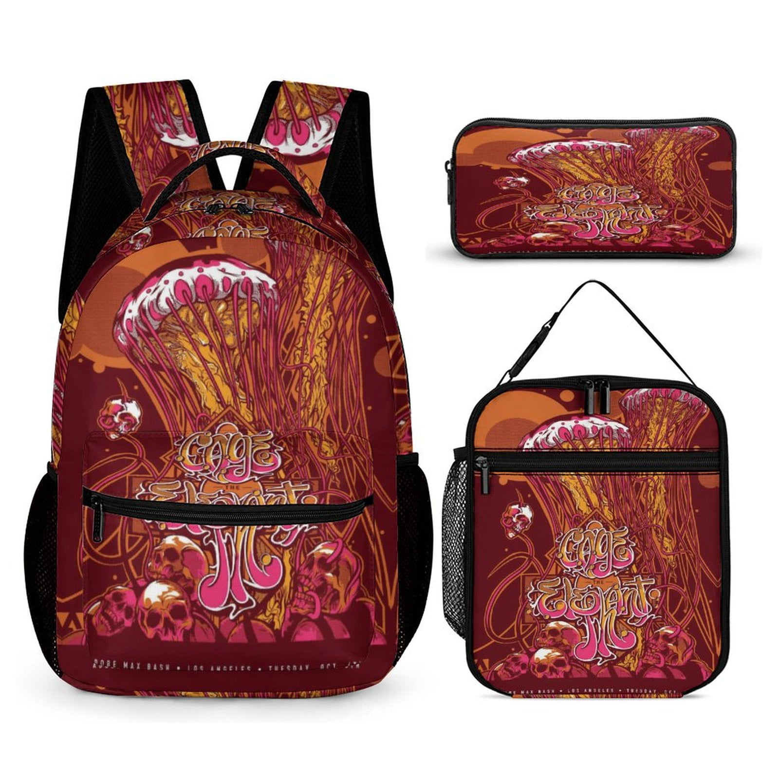 Elephant Cage 3 Piece Backpack Set Anime Casual Daypack with Lunch Bag ...