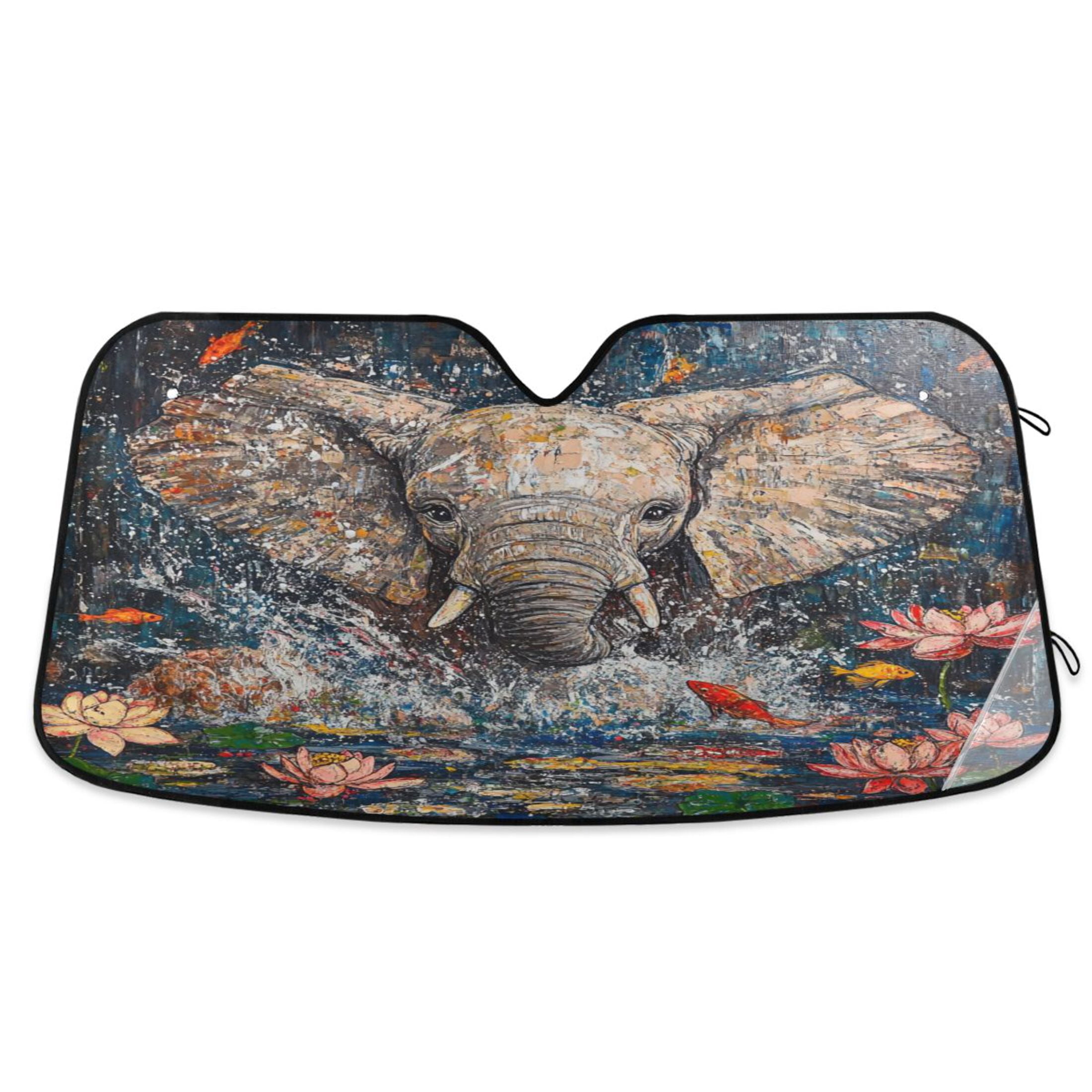 Elephant Car Sunshade 55x27.6in UV Protection Heat Blocker 4 Suction ...