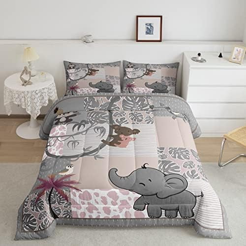 Elephant Comforter Set Cartoon Animals Bedding Set for Kids Girls Women ...