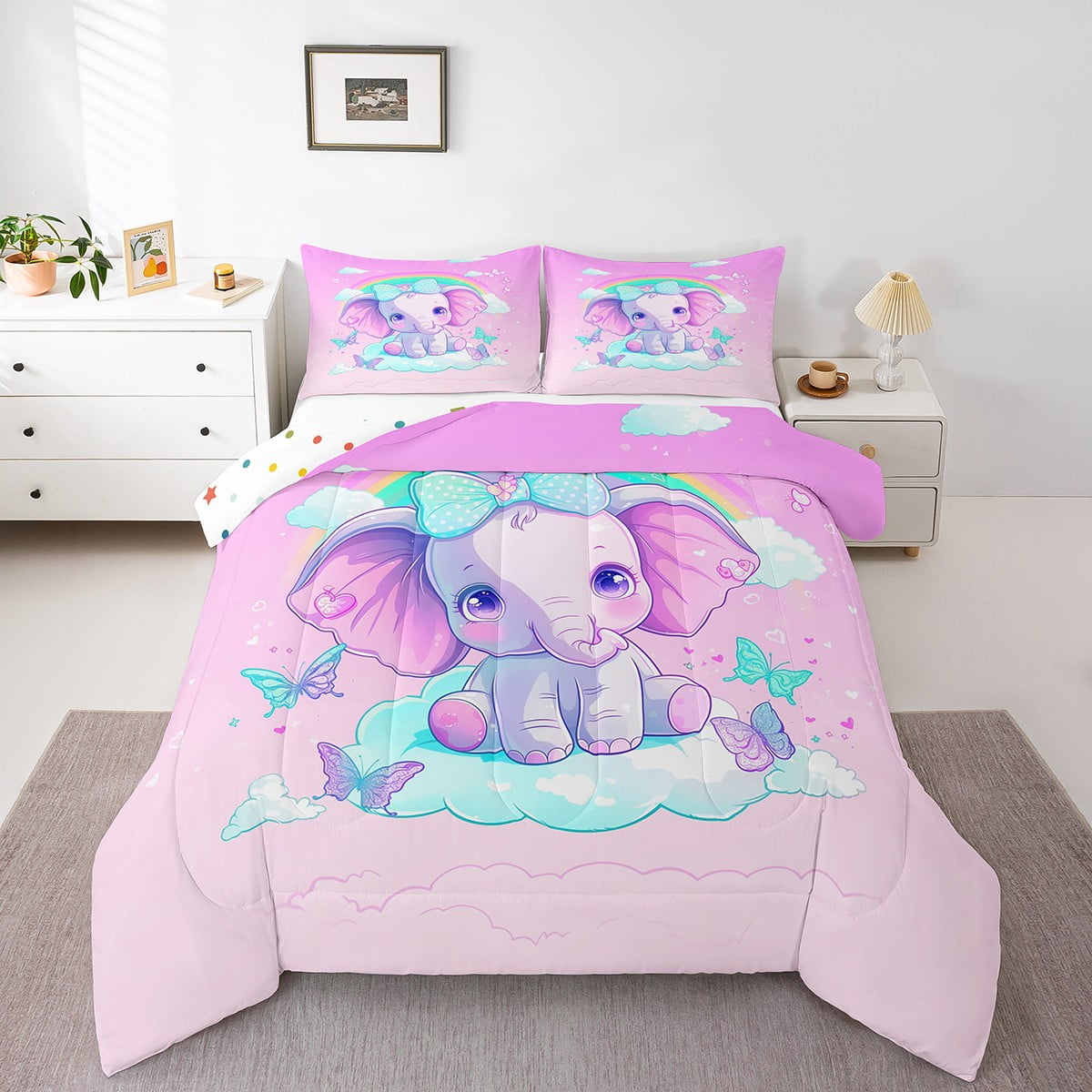 Elephant Comforter Set Queen Size Cute Animal Elephant Bedding Sets ...
