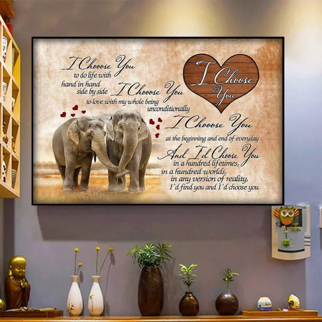 Elephant Couple I Choose You To Do Life With Hand In Hand Poster Home ...