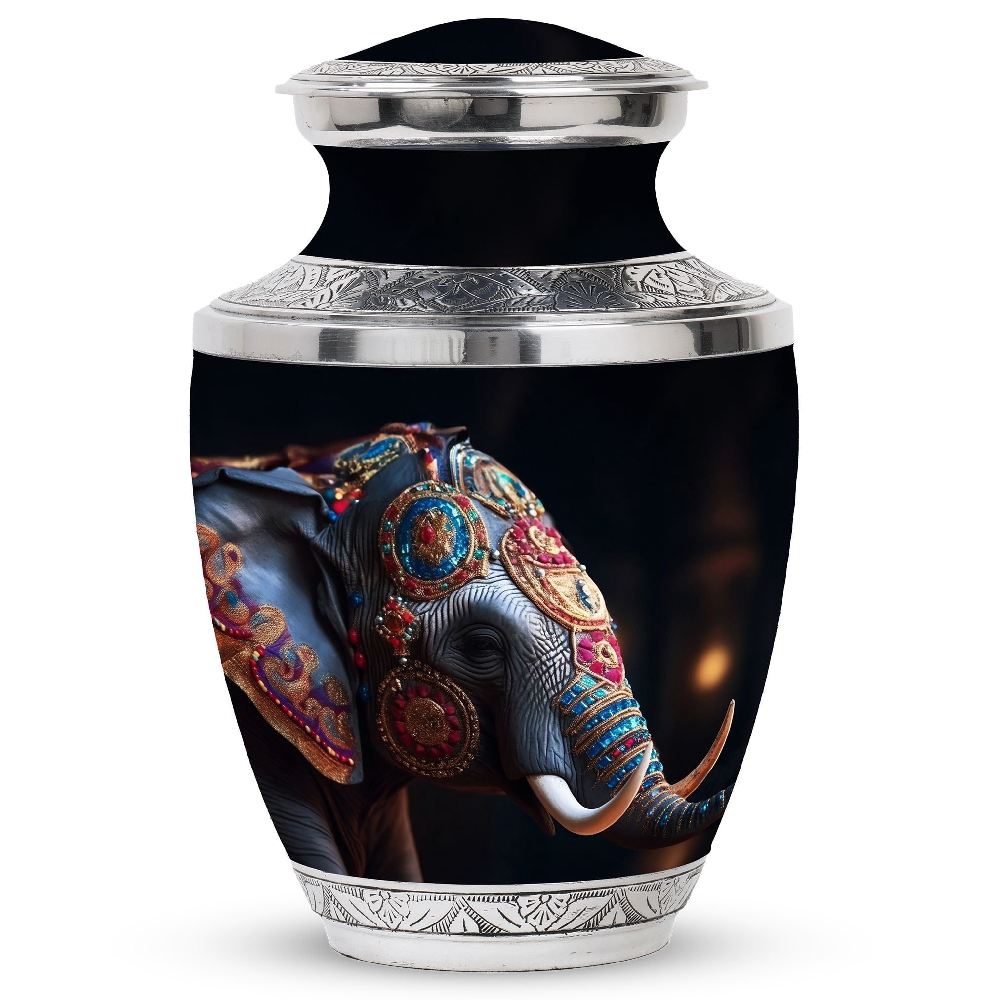 Elephant Covered In Intricate Design Urn For Ashes, Intricate Design ...