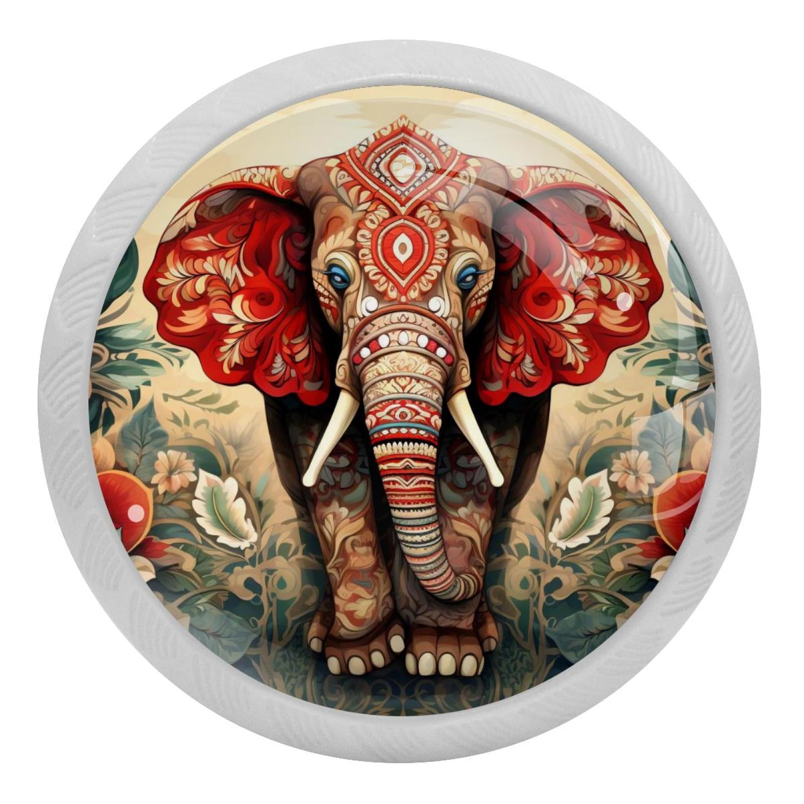 Elephant Crystal Knobs with Screws - 4-Pack Round Fluorescent Drawer ...