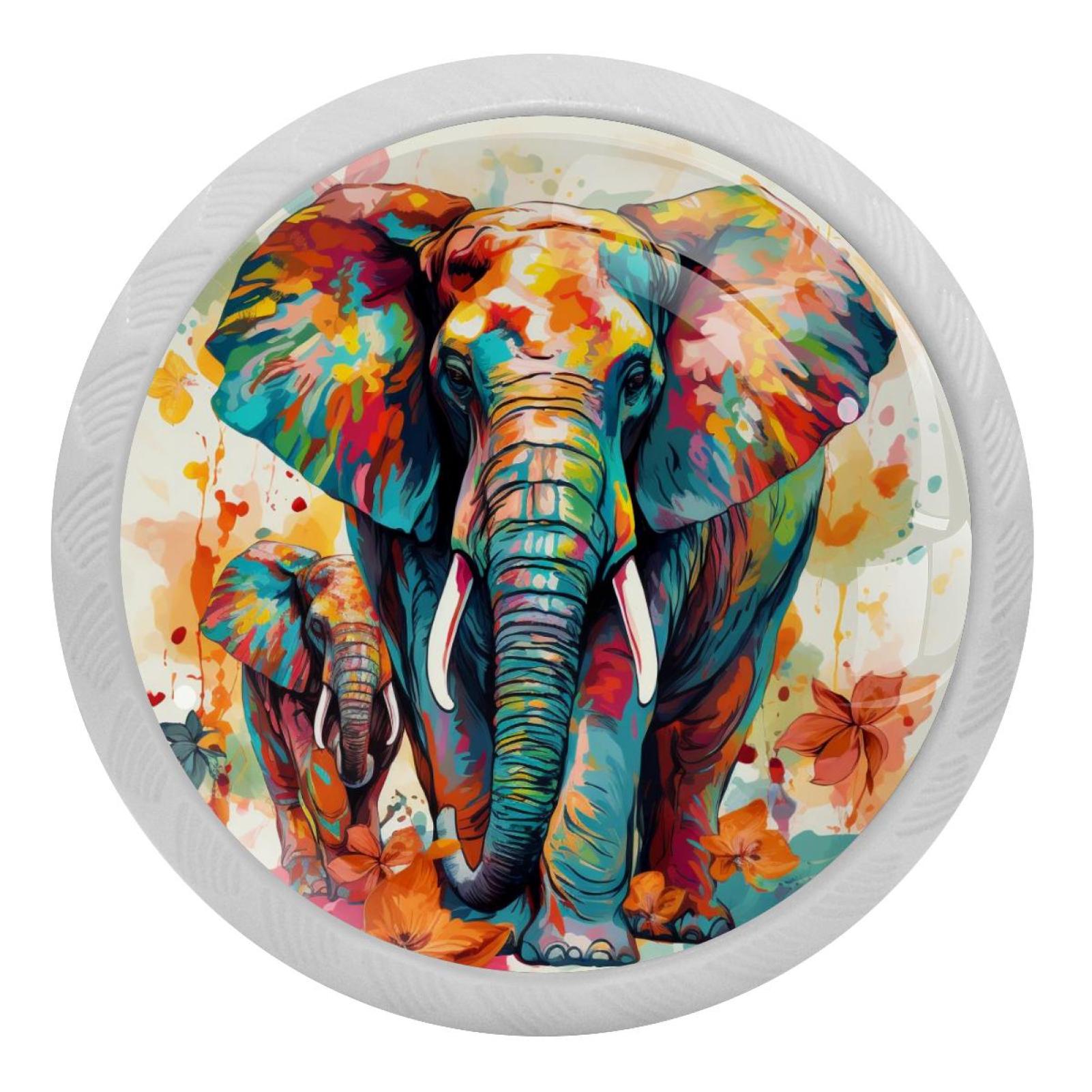 Elephant Crystal Knobs with Screws - 4-Pack Round Fluorescent Drawer ...