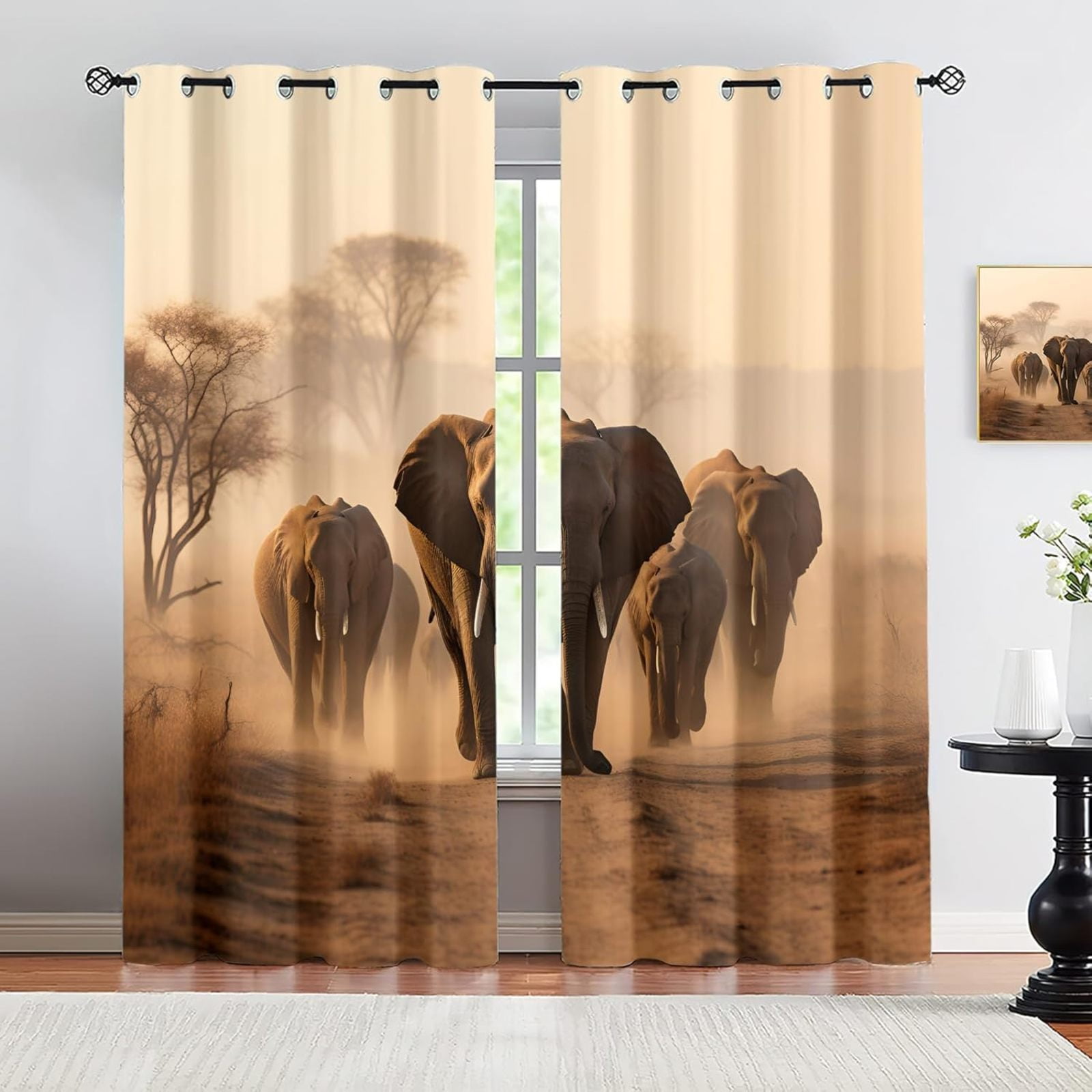Elephant Curtain Bedroom Living Room 3D Elephant Family Print Curtain ...