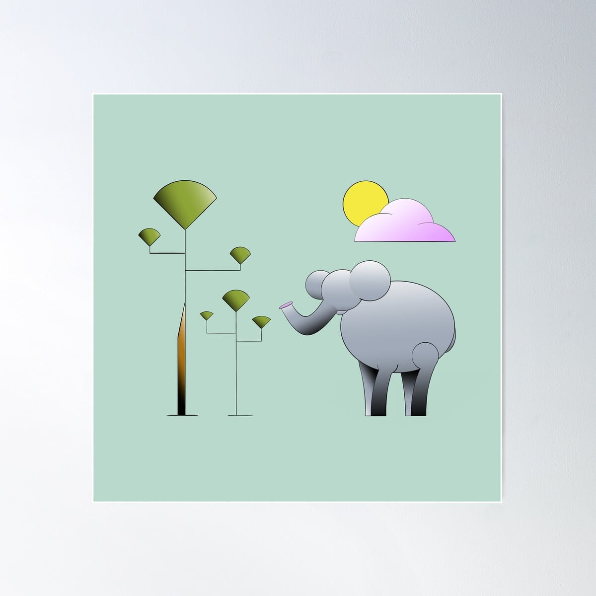 Elephant Deconstructed Poster Wall Art, Modern Wall Decor For Living ...