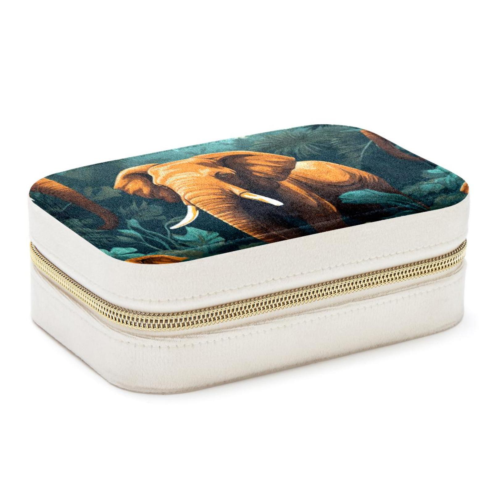 Elephant Decorative Velvet Earring Holder Display Case Storage Box ...