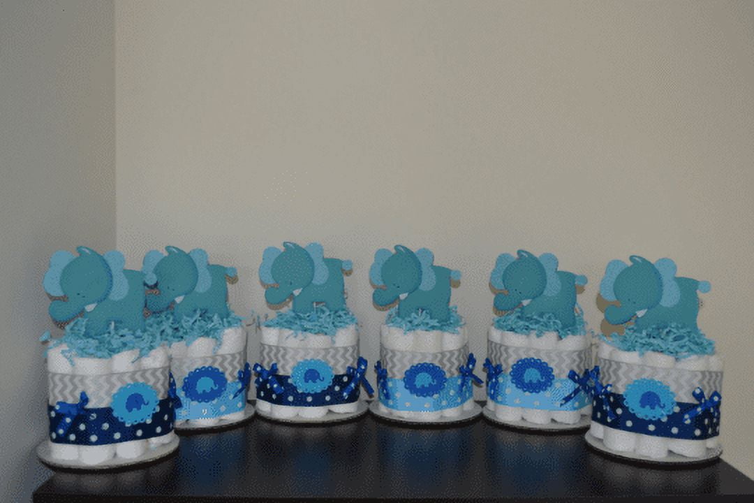 Elephant Diaper Cake, Set of 6 Elephant Theme Mini Diaper Cakes ...