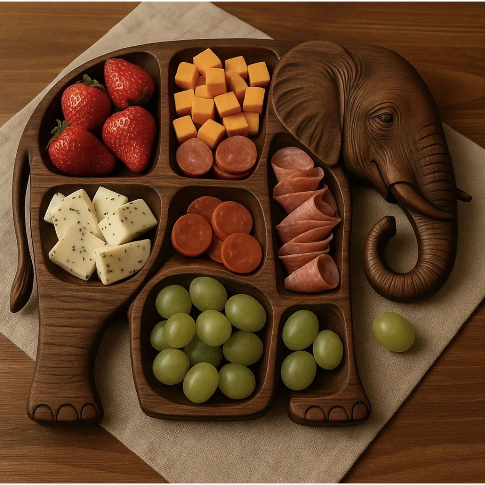 Elephant Divided Serving Tray Wooden 1PC 16Inch Snackle Box Unique 2025 ...