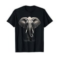 Elephant Drawing Motif Safari Animal Print Artwork T-Shirt - Detailed ...