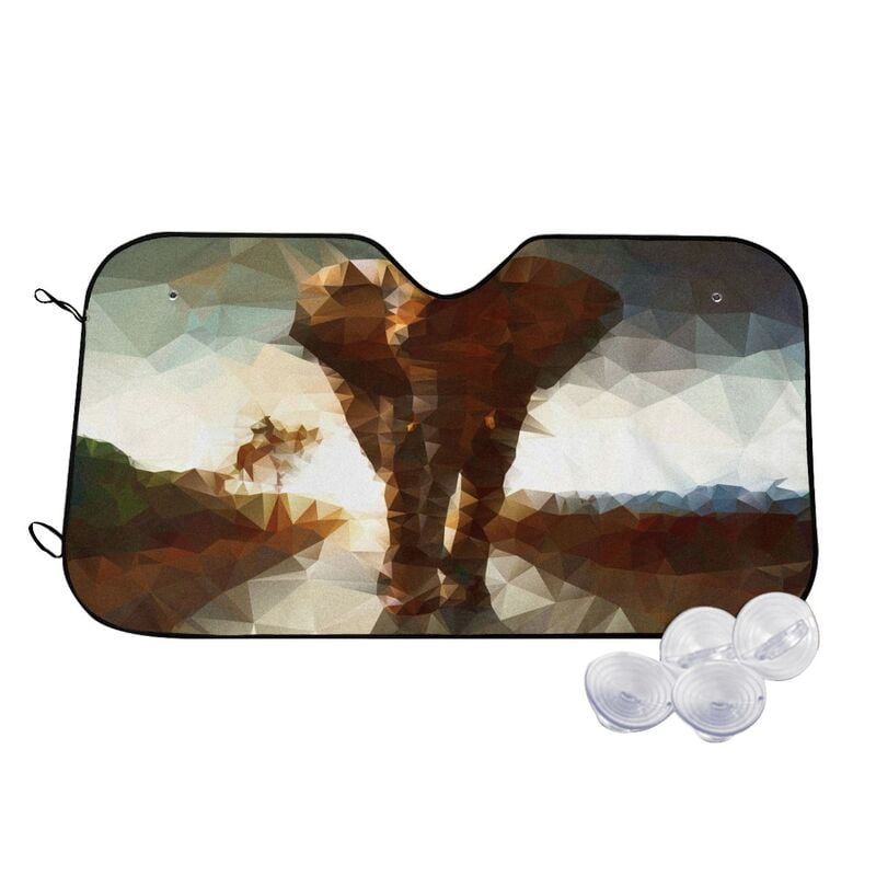 Elephant Driving Auto Windshield Sun Shade Funny Elephant Family Sun ...