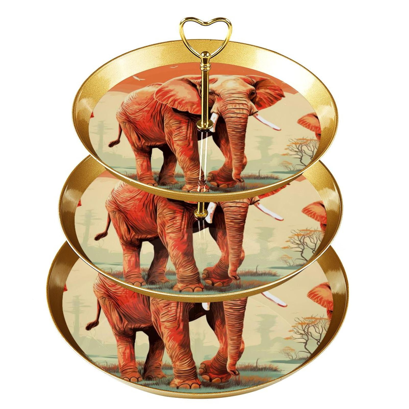 Elephant Elegant Plastic Discs Cupcake Stand with Iron Pillars - 3 Tier ...