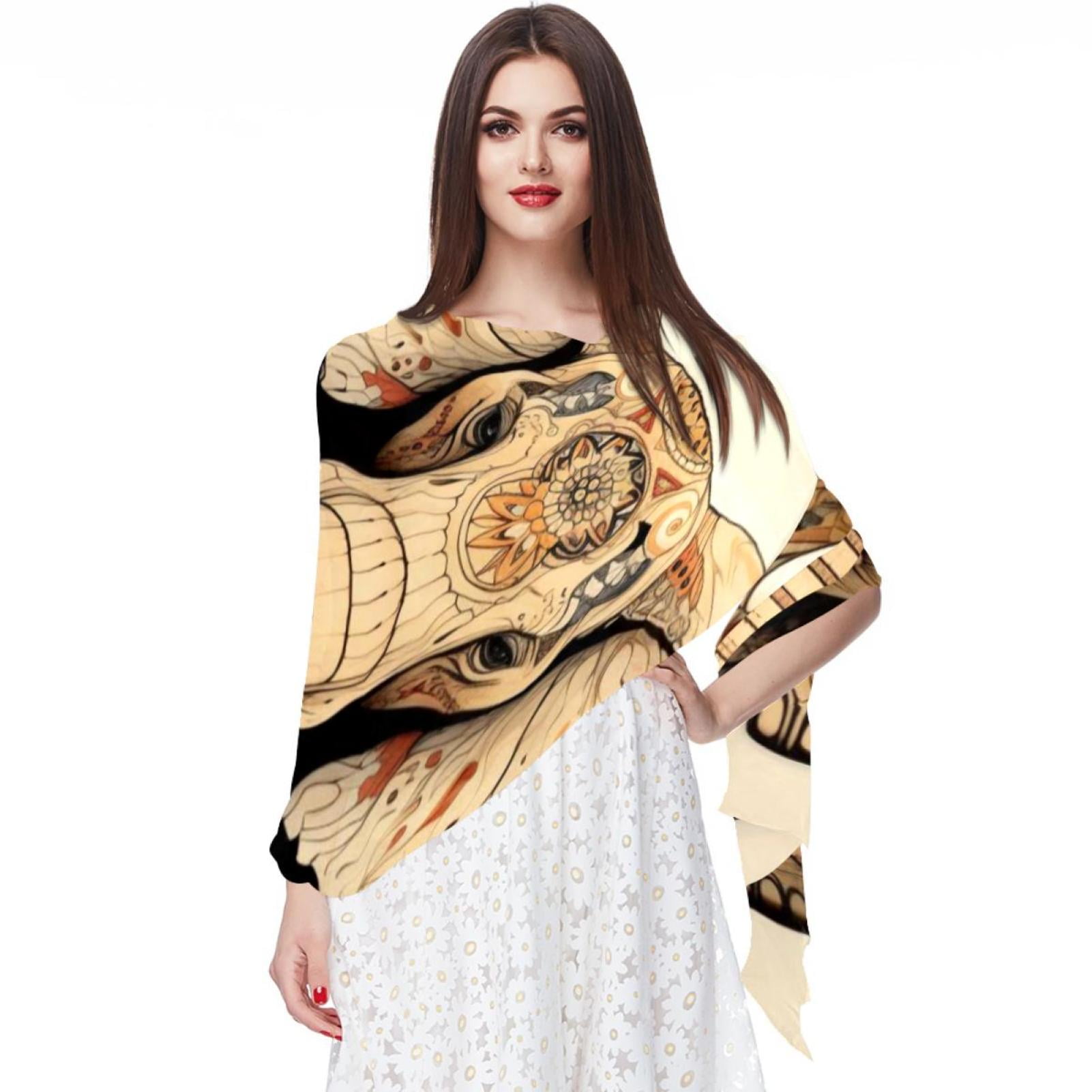 Elephant Elegant Silk Scarf - Translucent Chiffon Yarn - Lightweight ...