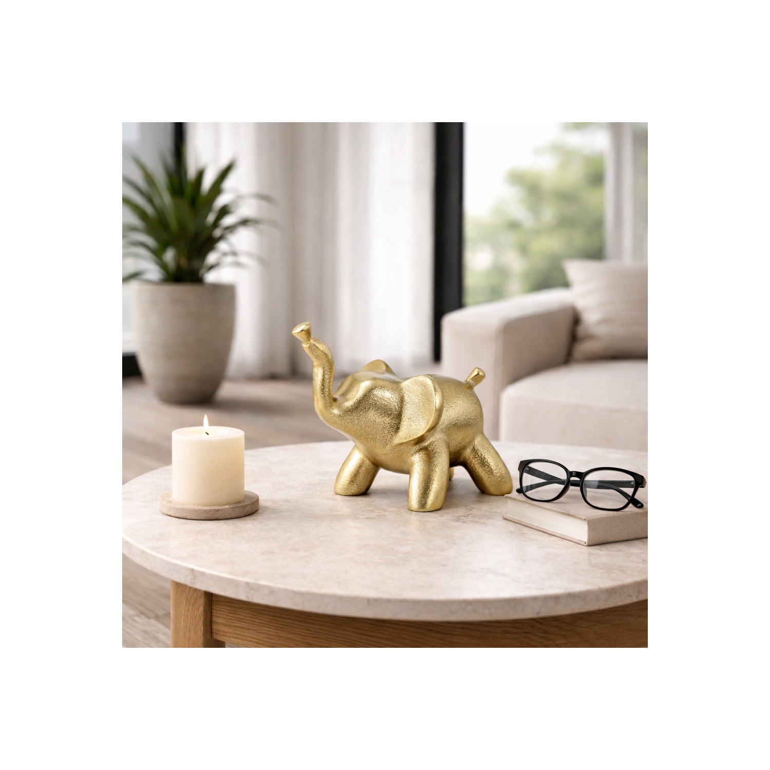 Decorative Metal Elephant Statue for Home Decor - Figurine Ornament for ...