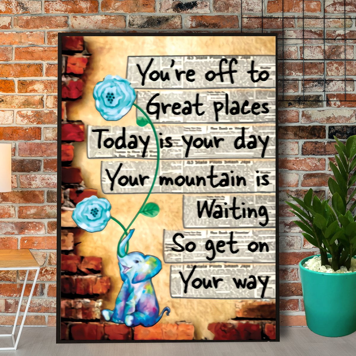 Elephant Floppy Flower You’Re Off To Great Places Brick Wall Family ...