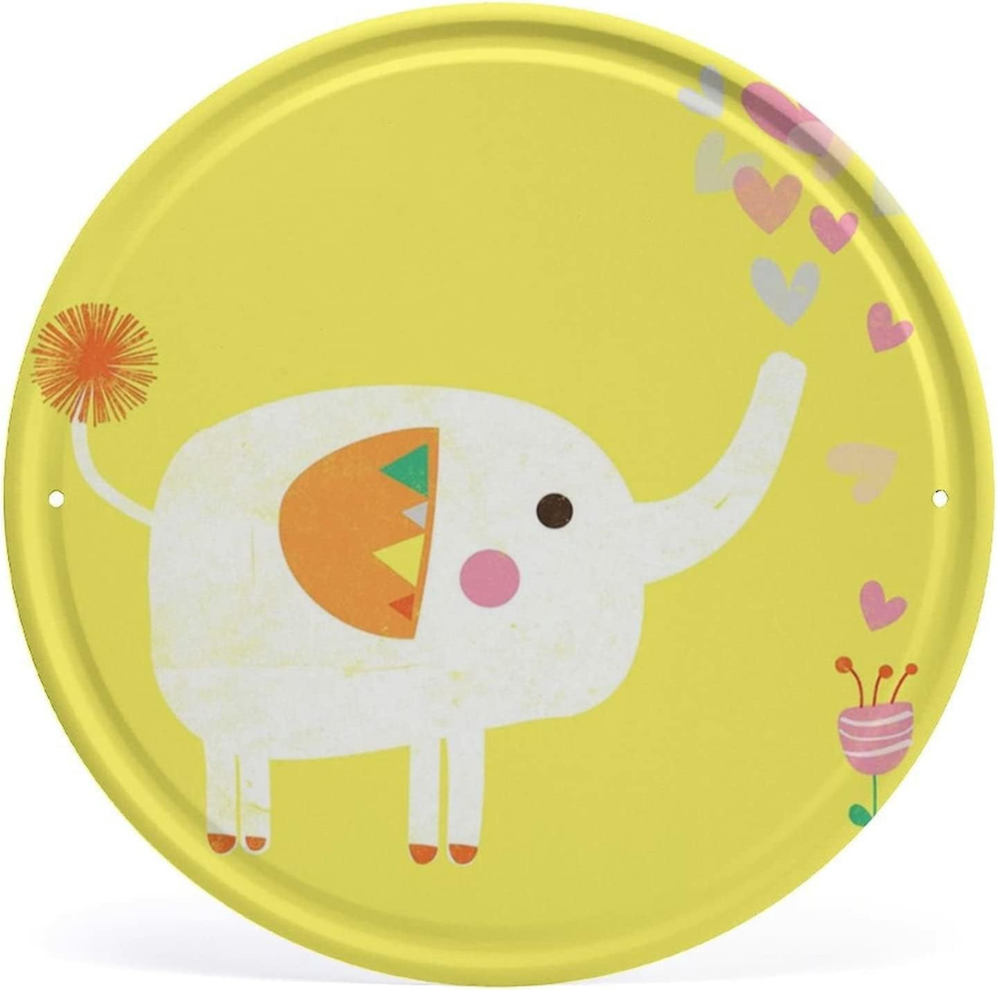 Elephant Flower Metal Tin Signs Circle Round Sign Suitable For Home ...