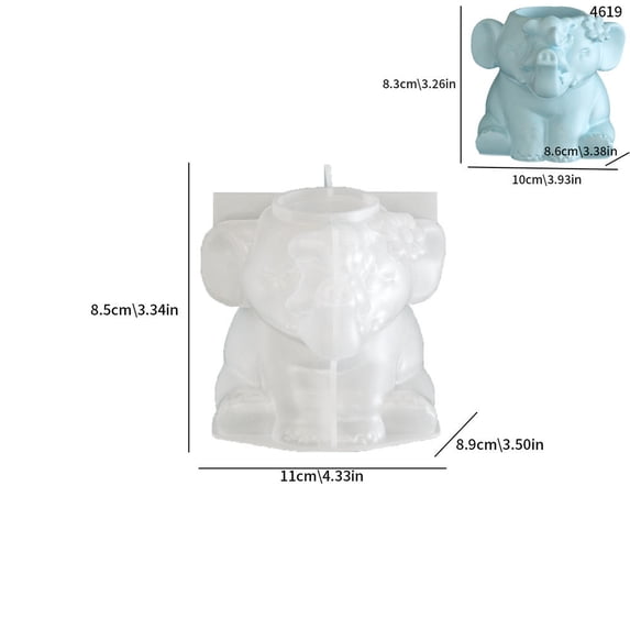 Elephant Flower Pot Storage Jar Silicone Mold DIY Elephant Vase Candle ...