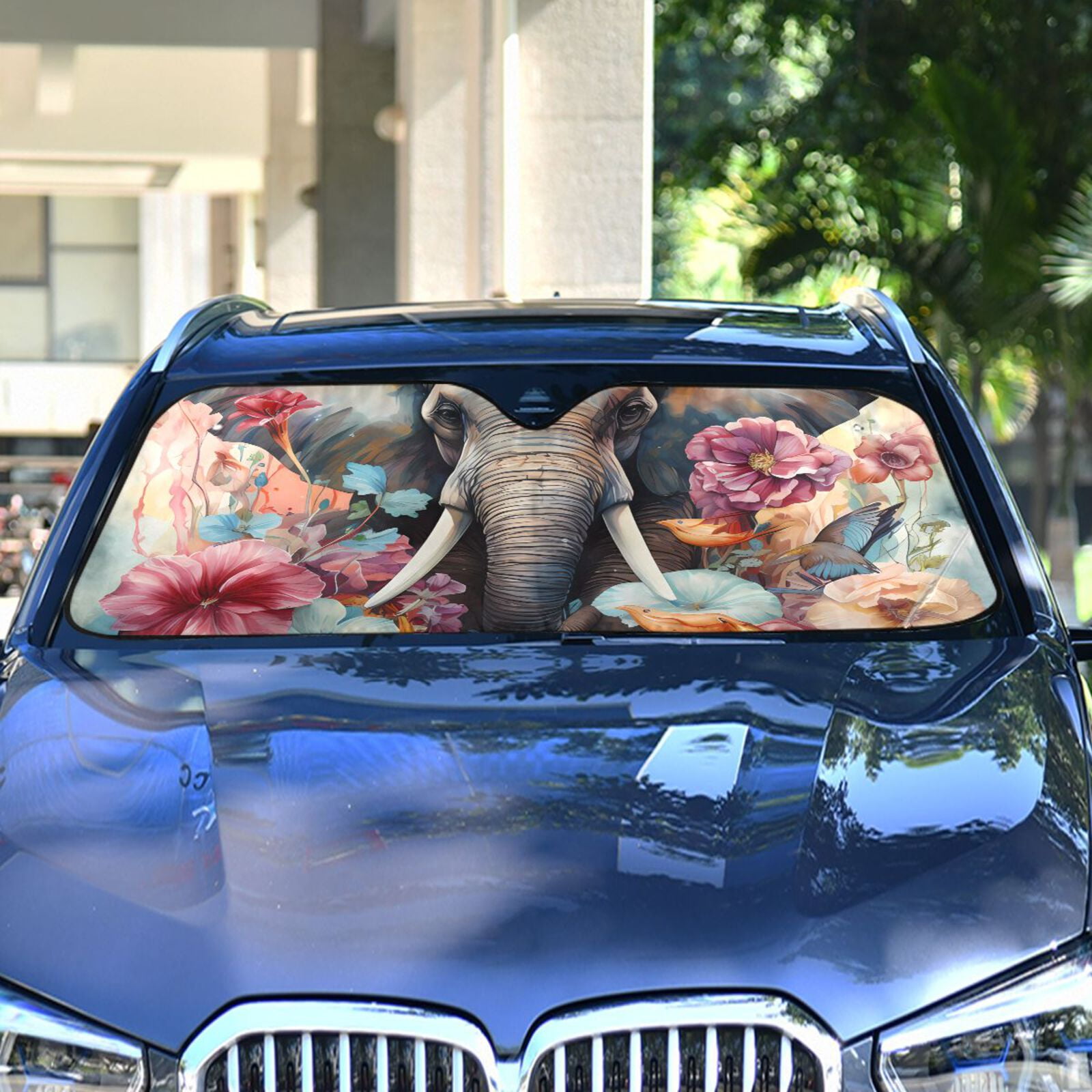 Elephant Flowers Floral Automotive Front Car Windshield Sun Shade ...