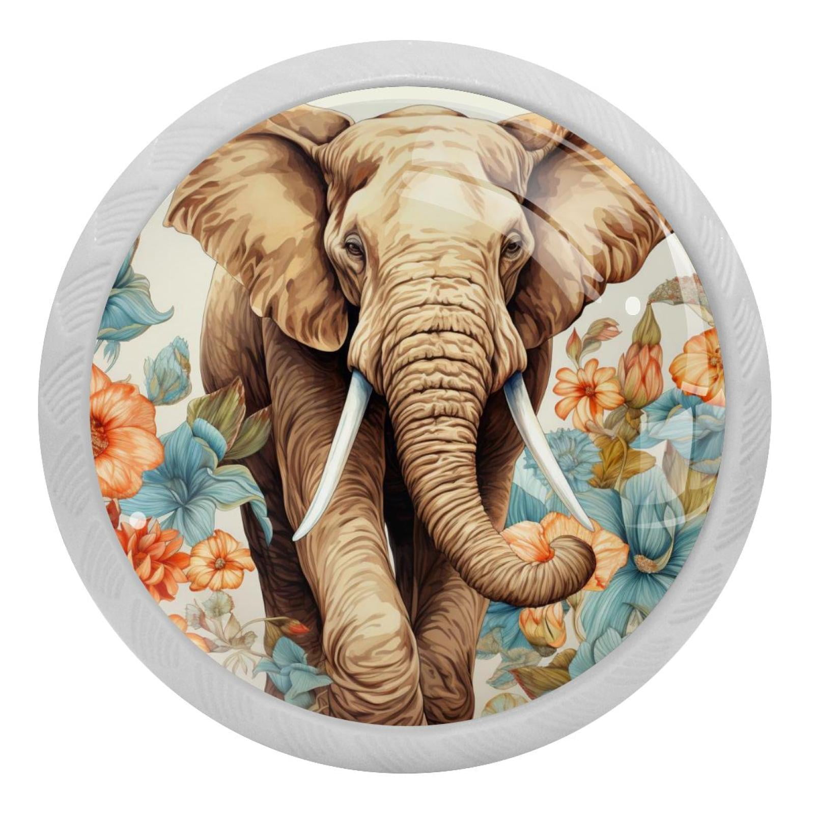 Elephant Fluorescent Drawer Pulls with Screws - Round 4-Pack: Glow-in ...