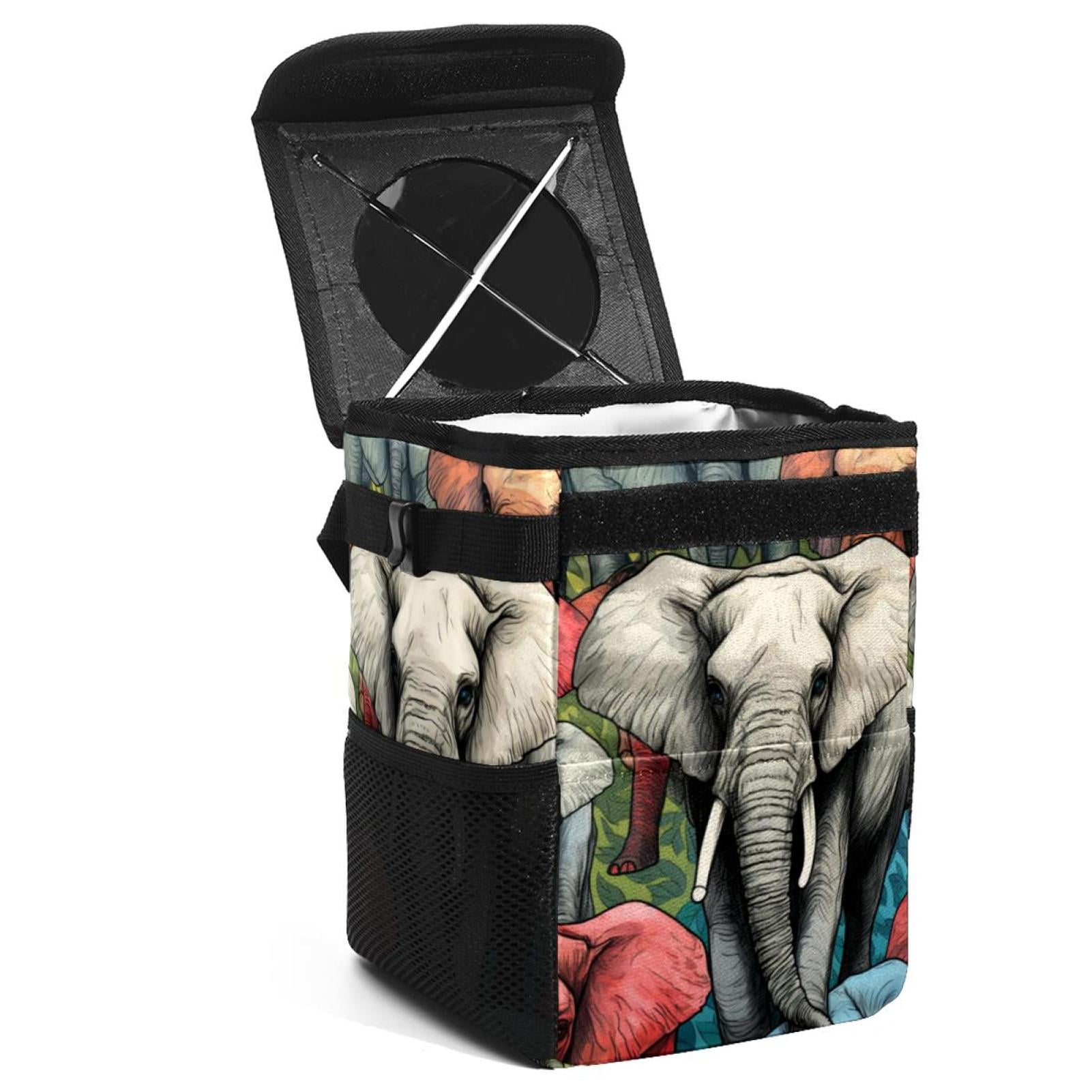 Elephant Foldable Car Garbage Can with Lid, Leak-Proof, Hanging Storage ...