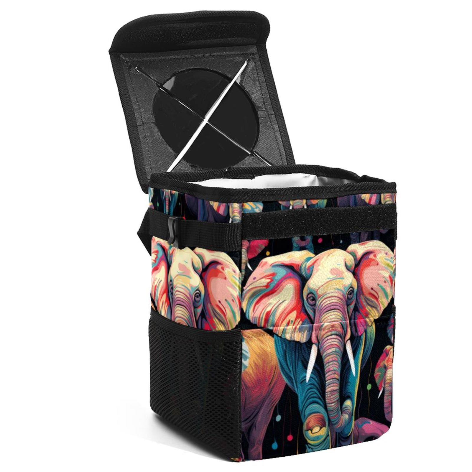 Elephant Foldable Car Trash Can Mini Trash Can with Lid Leak-Proof Car ...