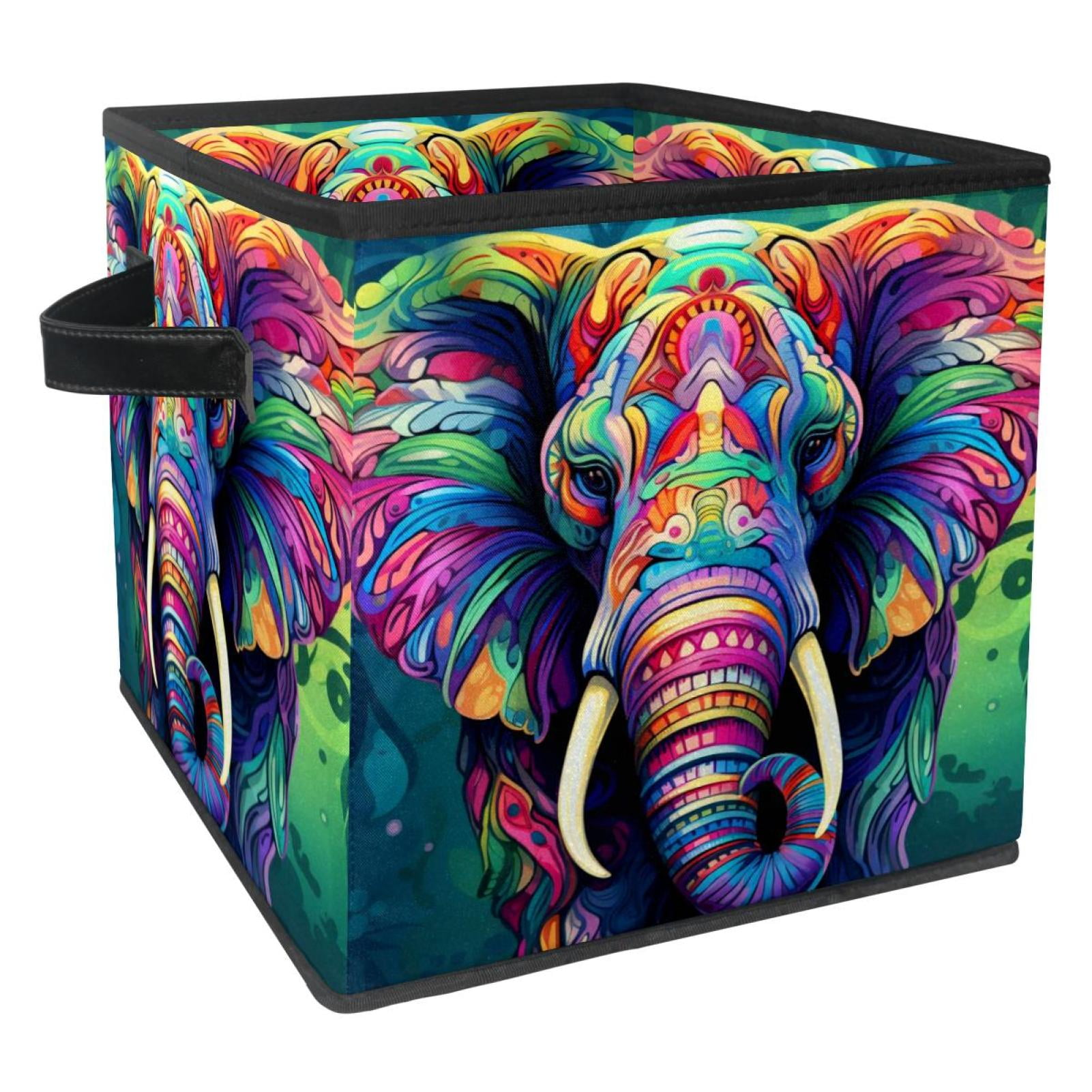 Elephant Foldable Toy Storage Box with Handle, 10.8"x10.5"x10.6", Large ...