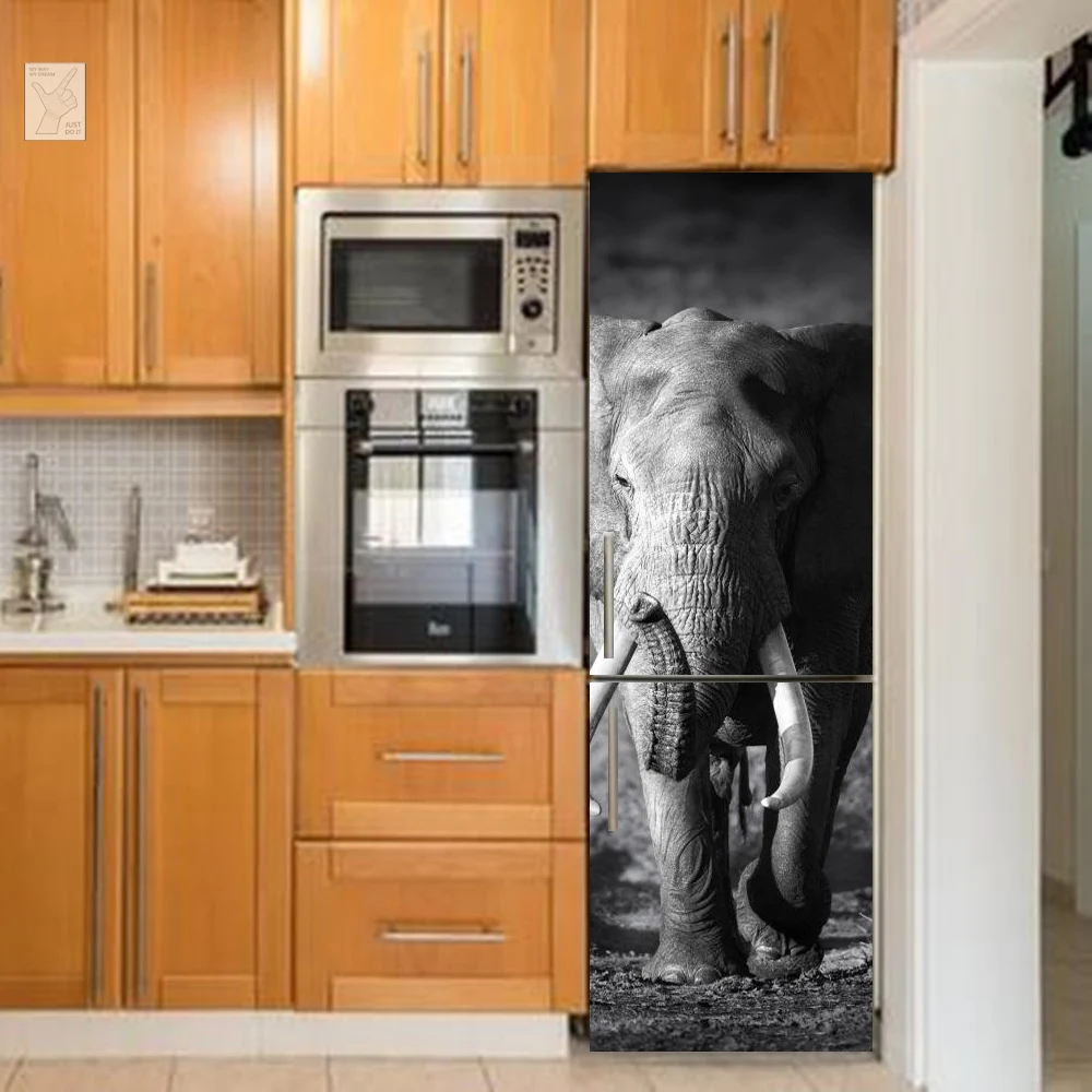 Elephant Fridge Sticker Full Door Cover Mural Lovely Animal ...