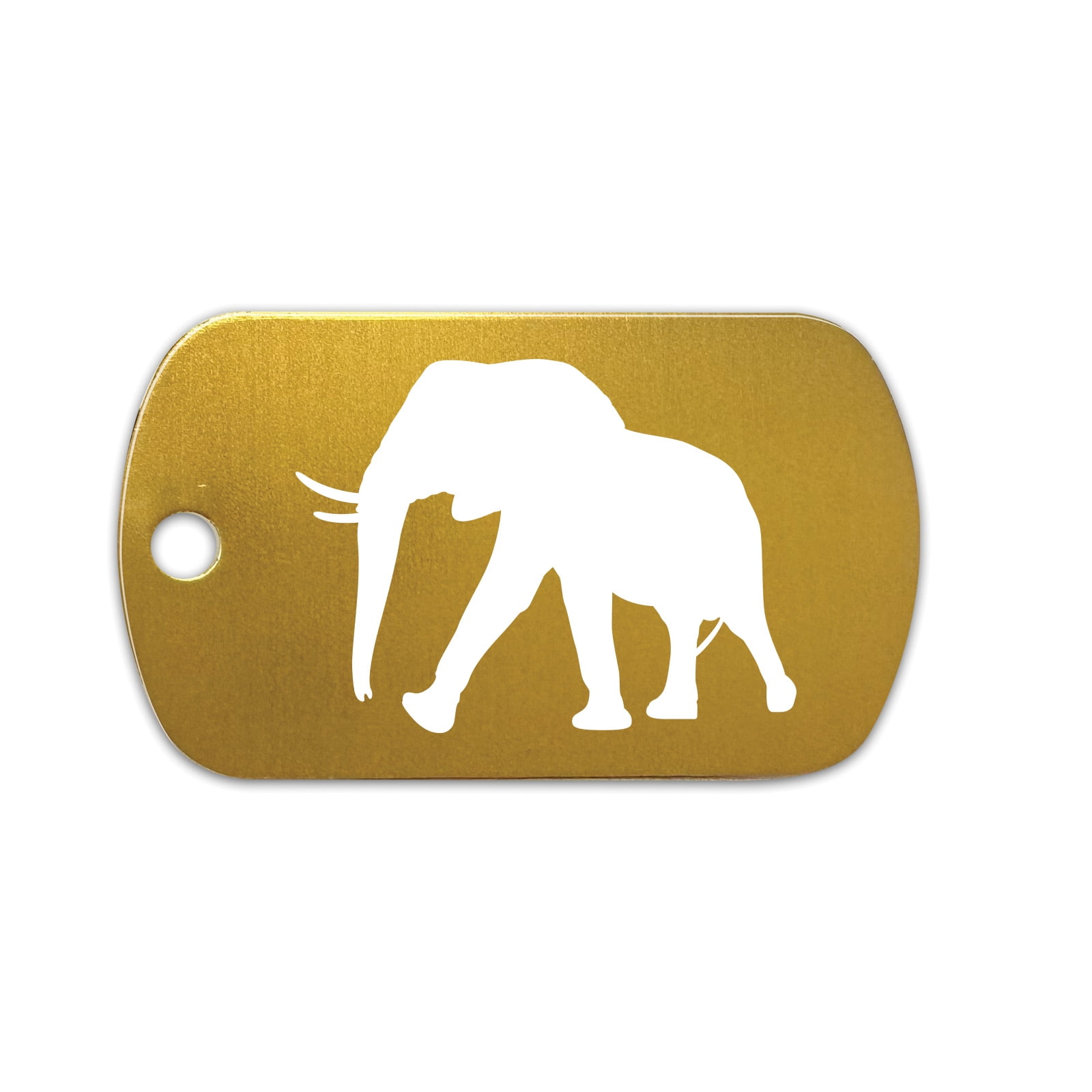 Elephant GI Dog Tag Aluminum Keychain tusks safari elephantidae - Gold ...