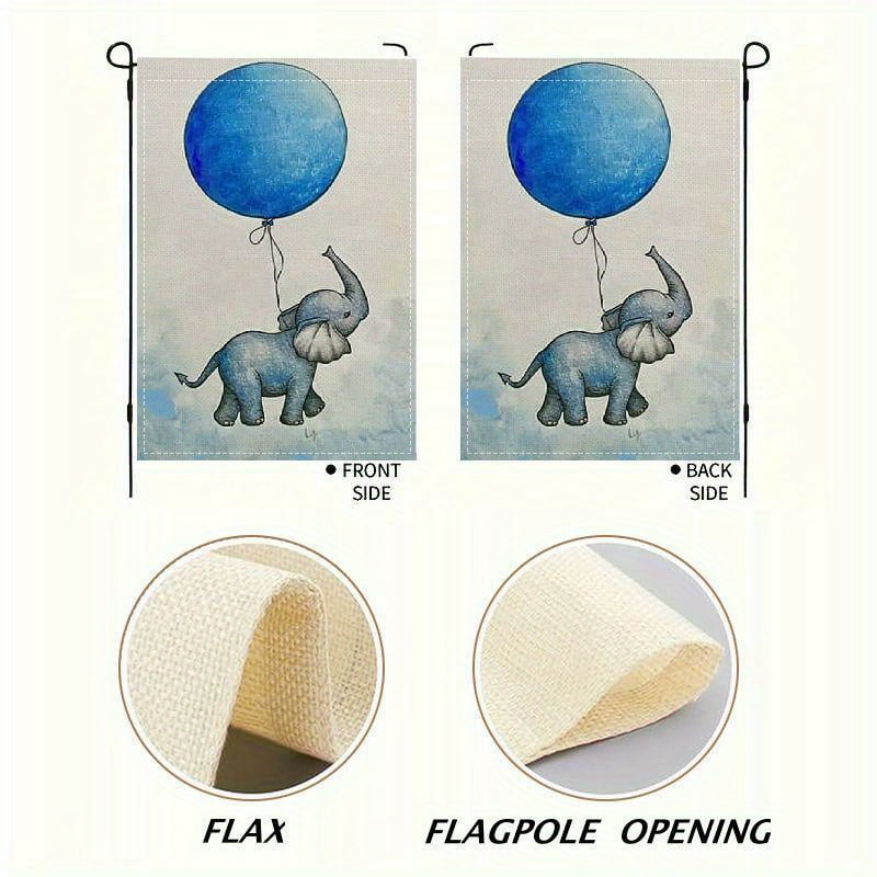 Elephant Garden Flag - Vertical Double Sided Linen House Flag, Cute ...