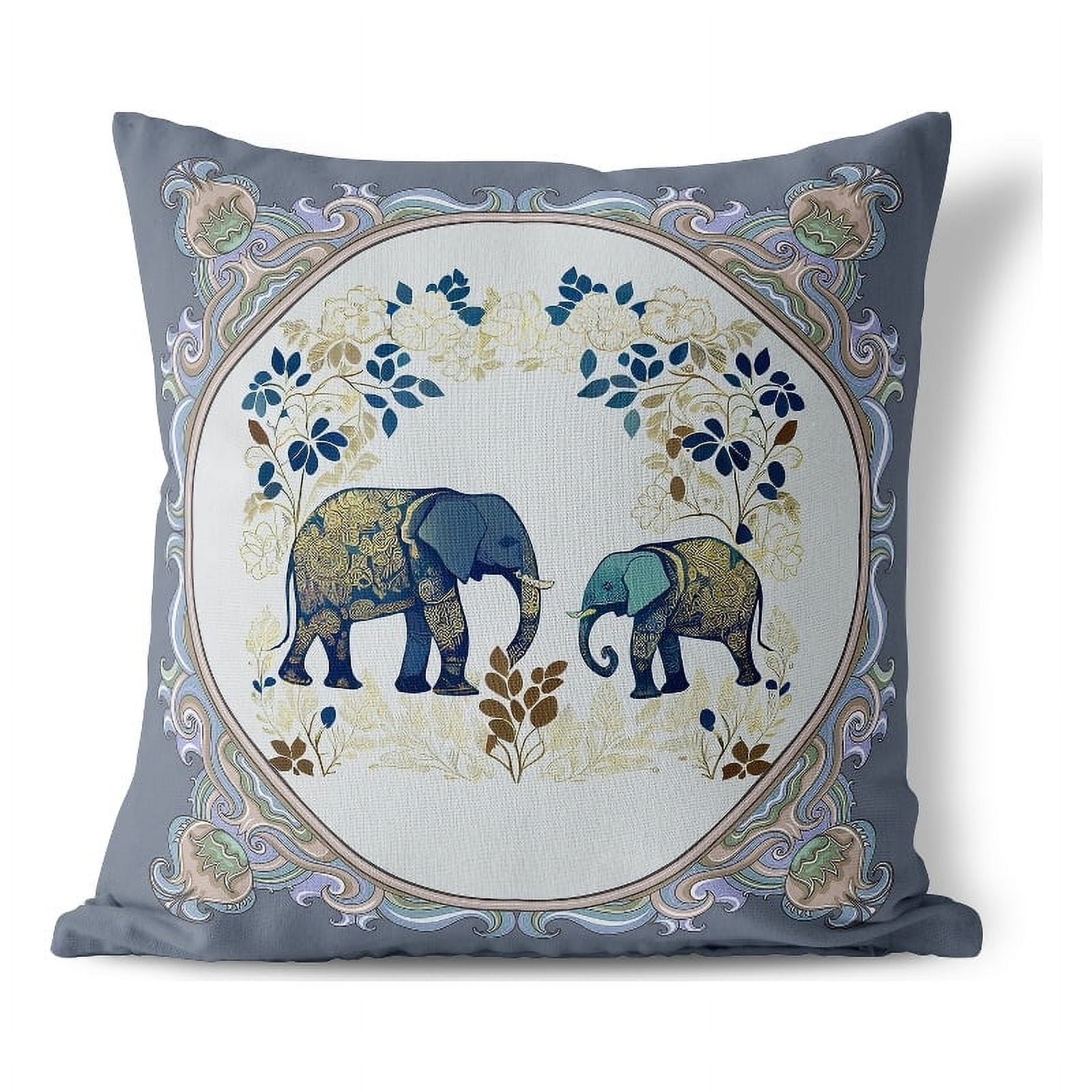 Elephant Garden of Wonder Indoor/Outdoor Pillow in Gray 20x20 - Walmart.com
