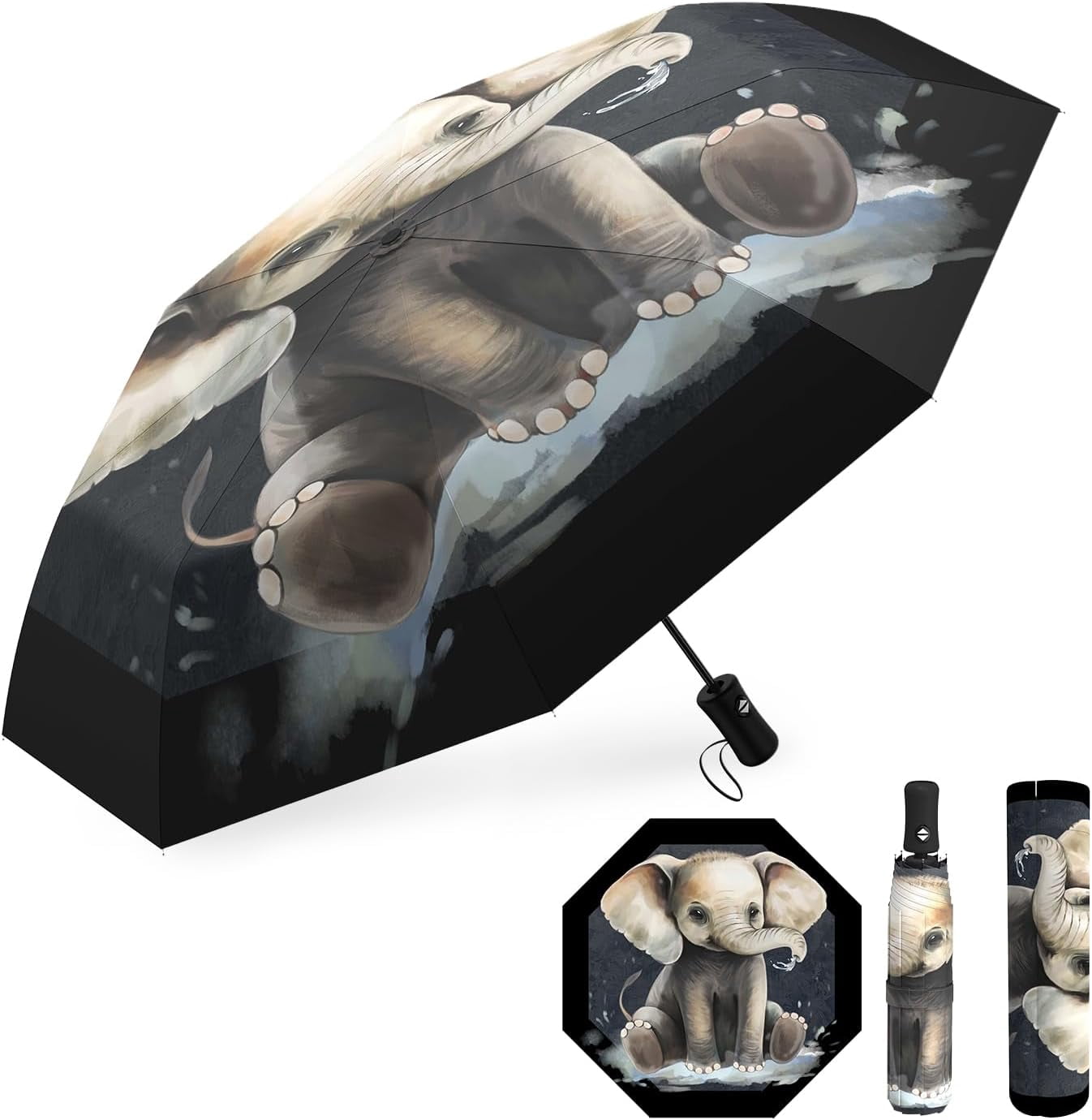 Elephant Gifts Portable Elephant Umbrella Travel Compact Automatic ...