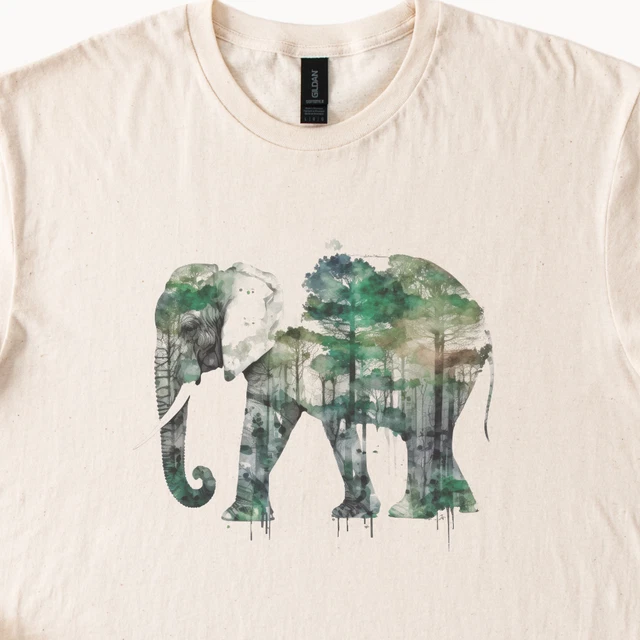 Elephant Graphic Shirt Forest Boho Nature Inspired T Shirt Animal Print ...