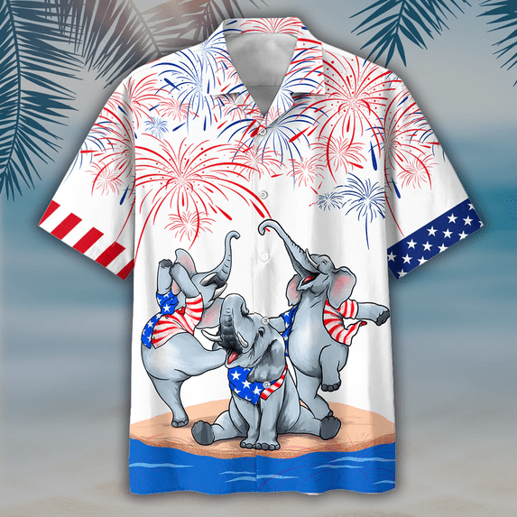 Elephant Hawaiian Shirt Independence Day, Is Comming, Cute Elephant ...