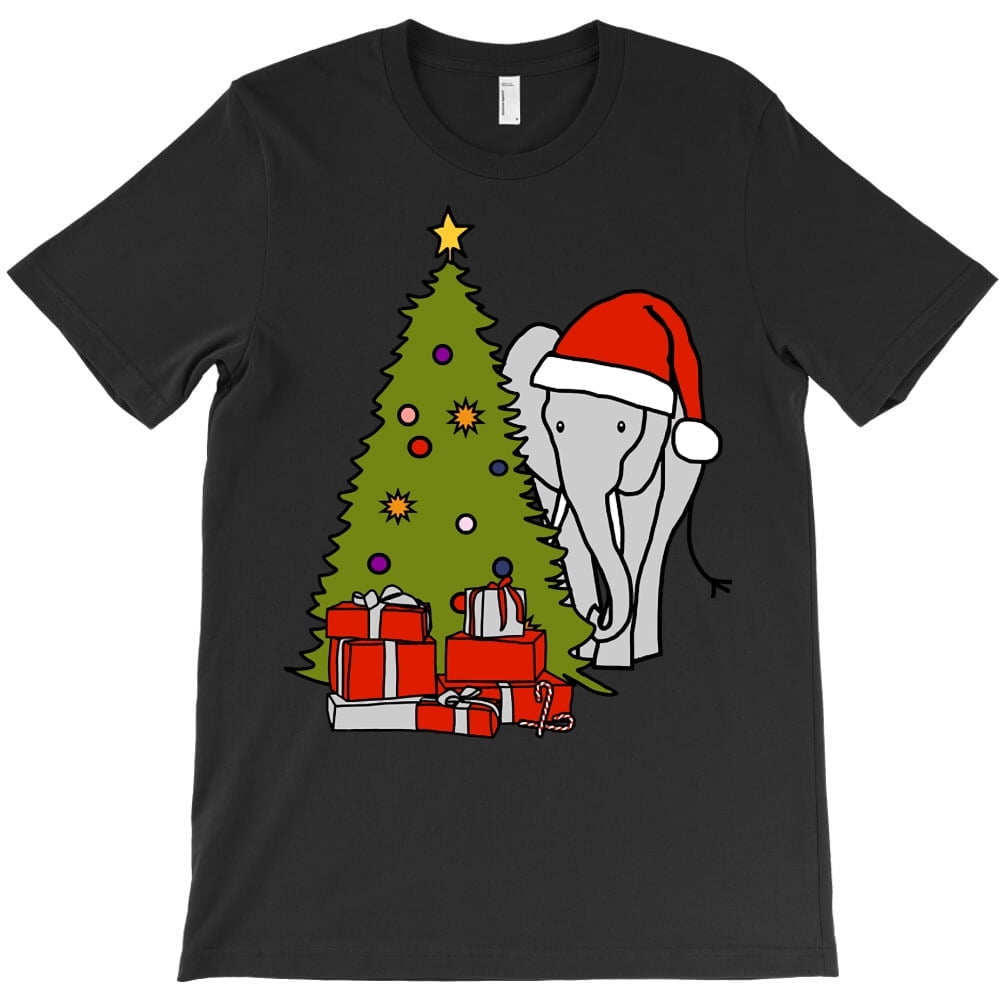 Elephant In St. Nick Hat Funny With Christmas Tree Holiday Animal ...