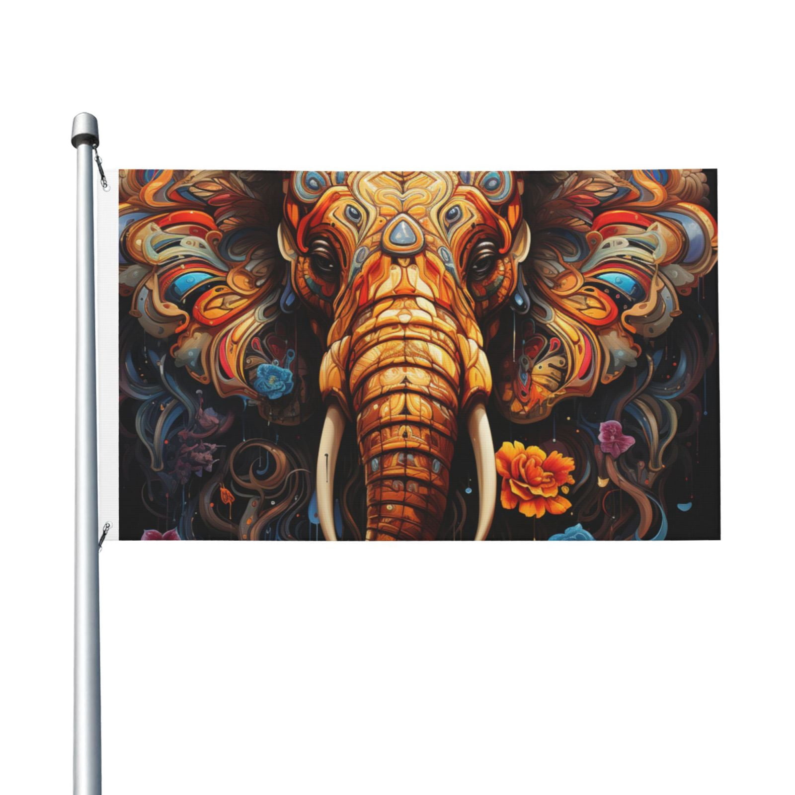 Elephant Indian Psychedelic Flag 3X5 Ft Garden Yard House Flags Banner ...