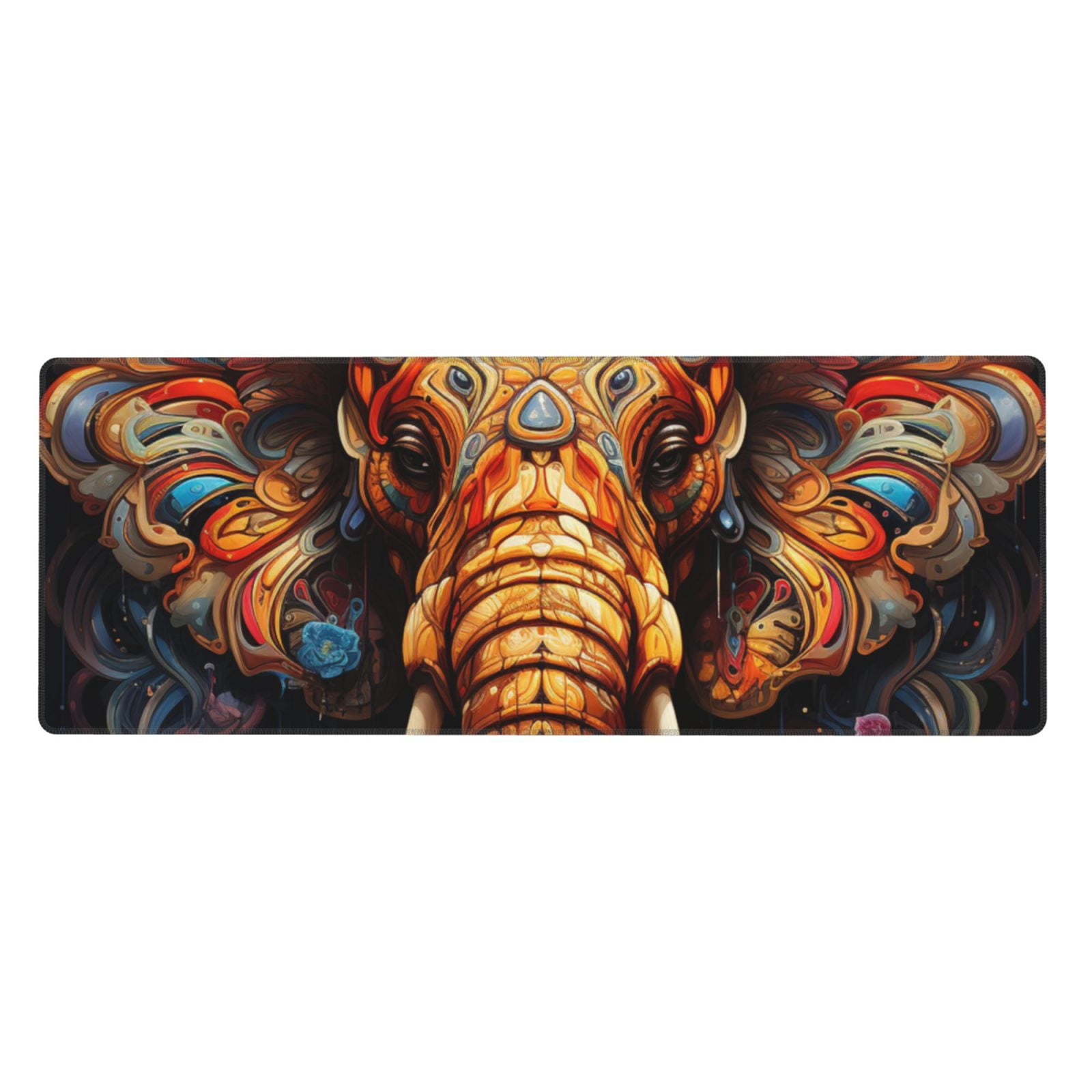Elephant Indian Psychedelic Mouse Pad Extended Large Gaming Mousepad ...