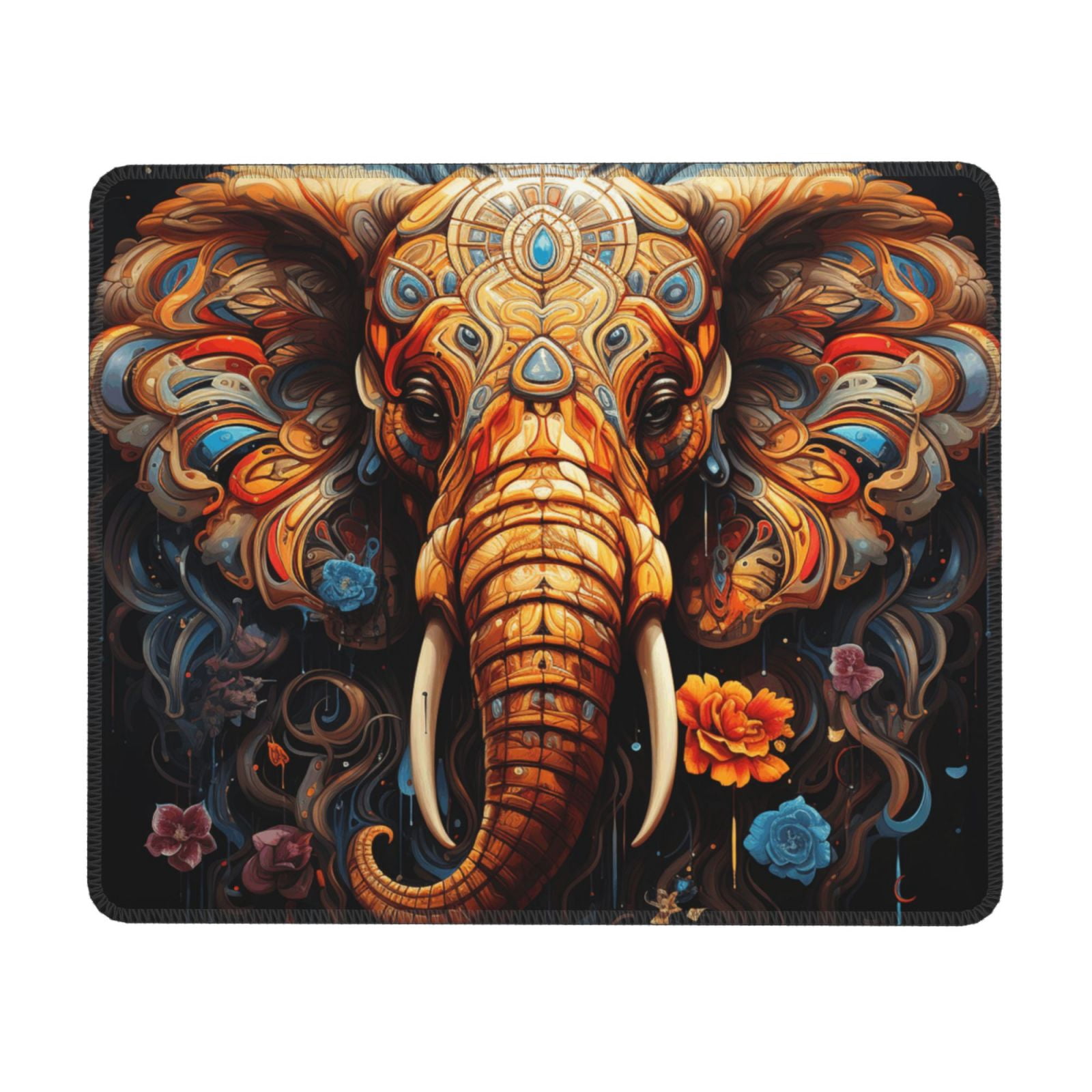 Elephant Indian Psychedelic Mouse Pad Non-Slip Rubber Gaming Mousepad ...