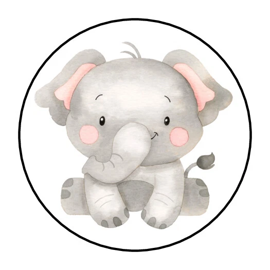 Elephant Jungle Animal Favor Labels Round Stickers Phone Decal Water ...