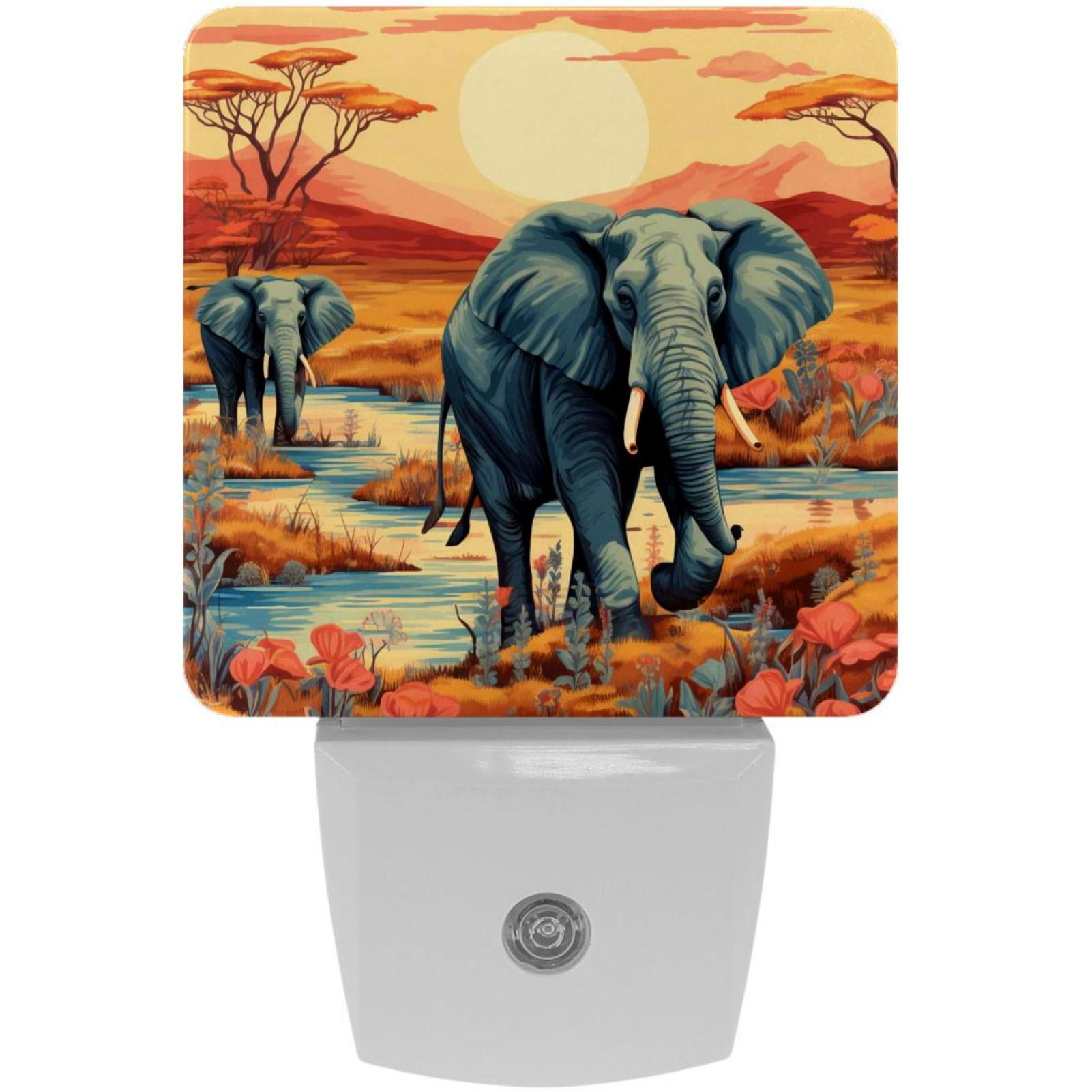 Elephant LED Square Night Light - Modern and Stylish Plug-in Lamp for ...