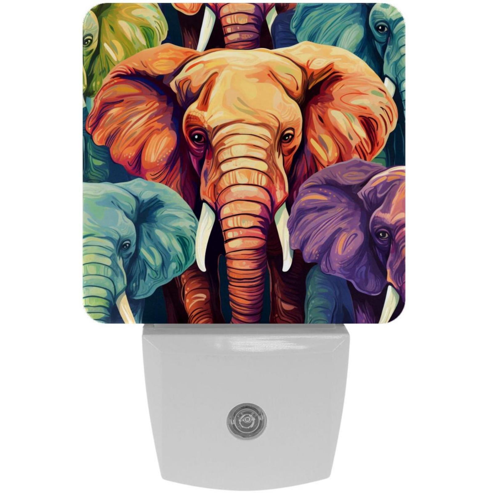 Elephant LED Square Night Light - Soft Glow Plug-in Lamp with Dusk to ...