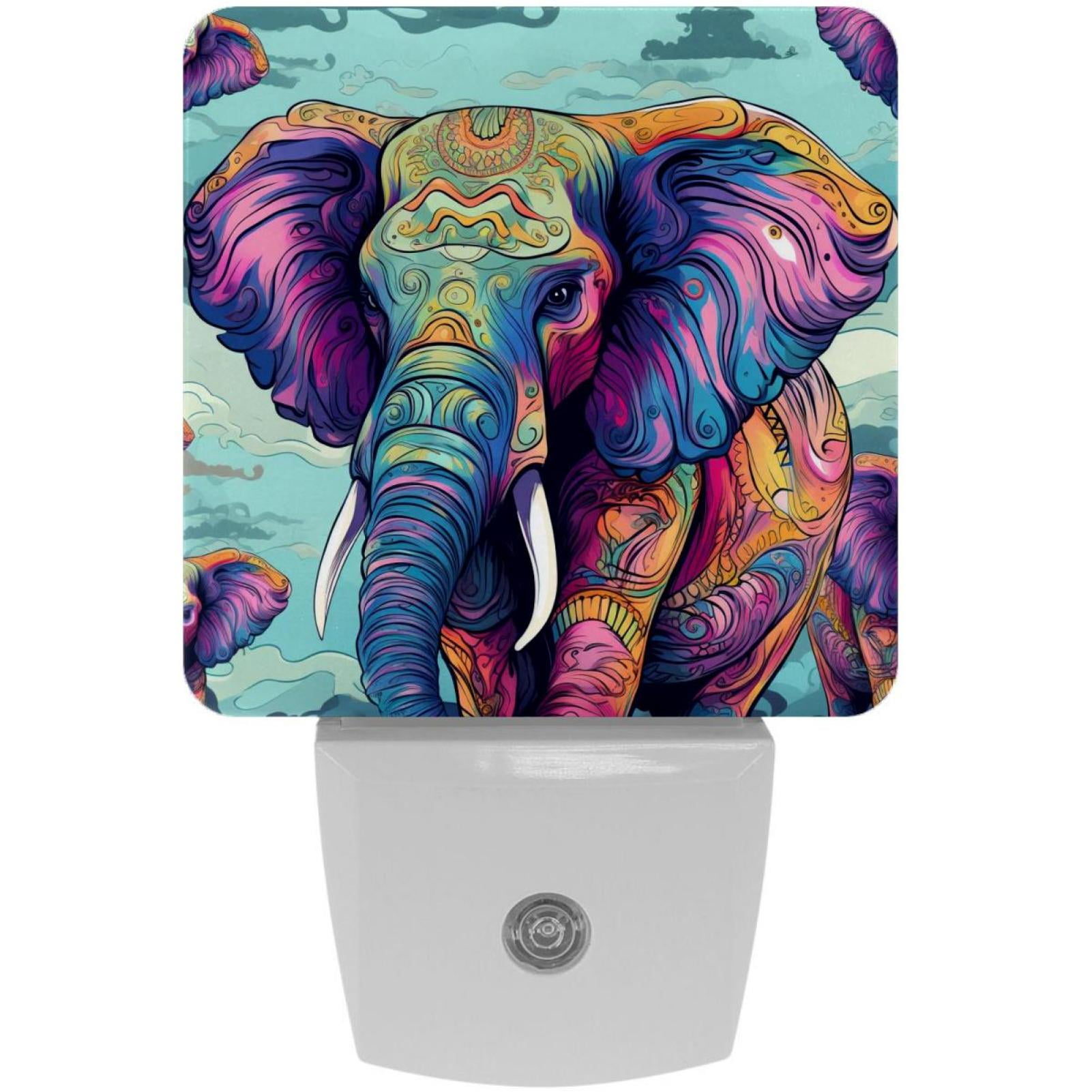 Elephant LED Square Night Lights - Modern Design, Soft Glow, Energy ...