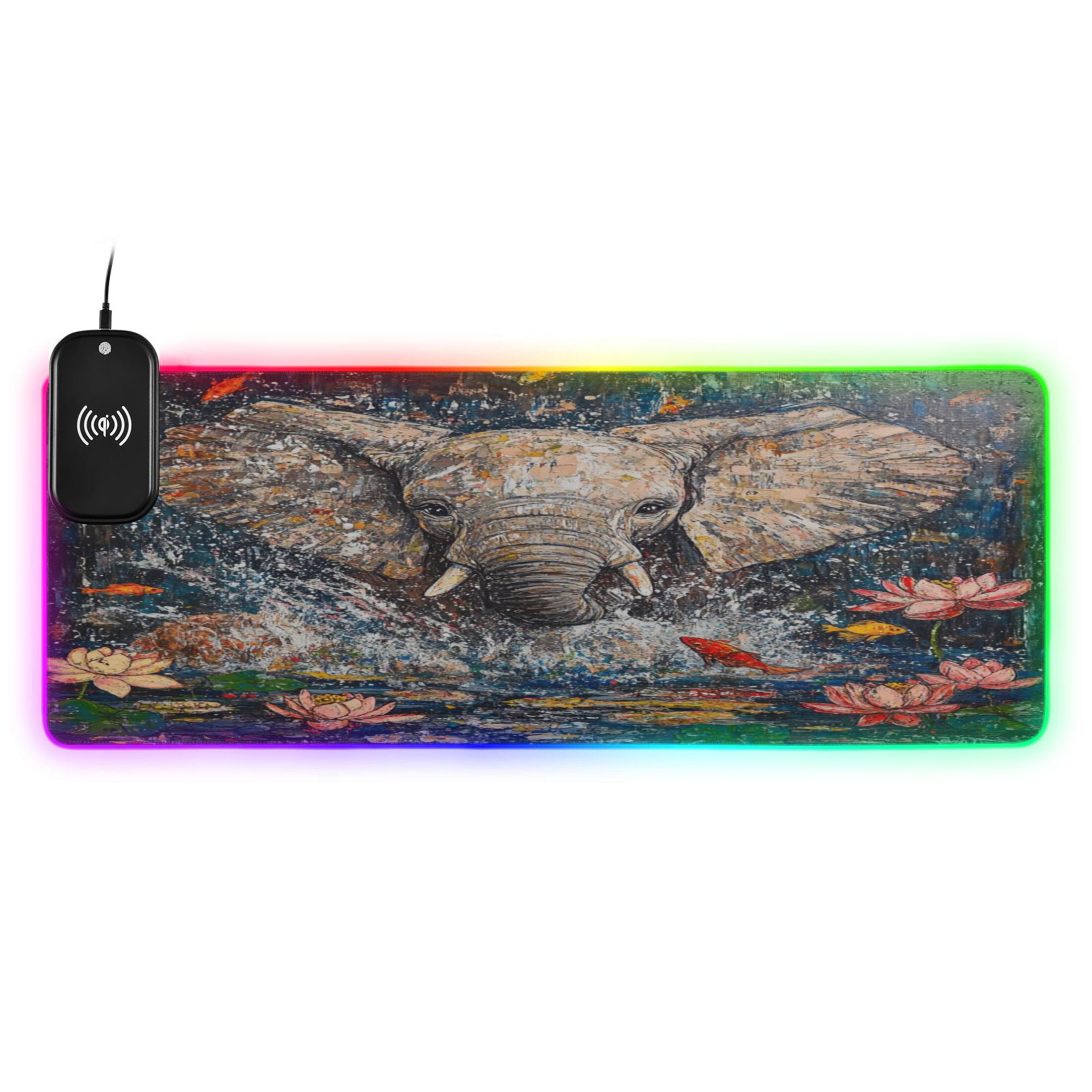 Elephant Large RGB Gaming Mouse Pad with Fast Wireless Charging, 35.4 ...