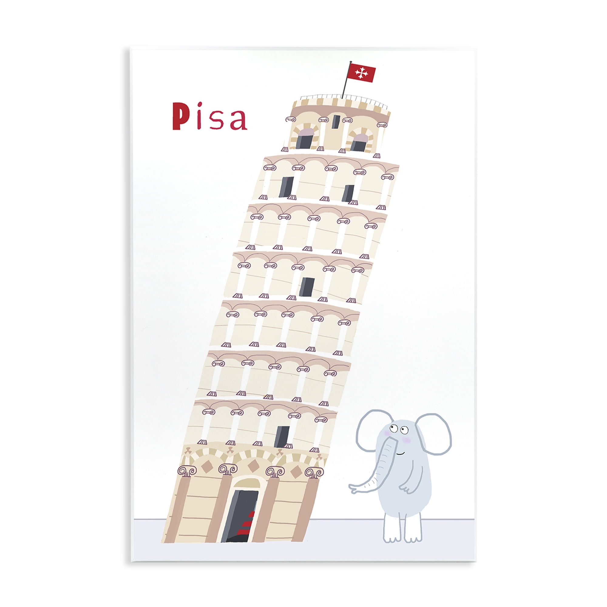 Elephant & Leaning Tower Pisa Wall Plaque Art, design by Carla Daly ...