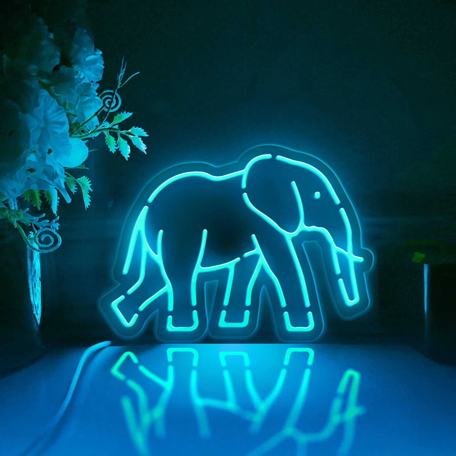 Elephant Led Light Box, Dimmable Neon-Like Light Signs USB Power for ...