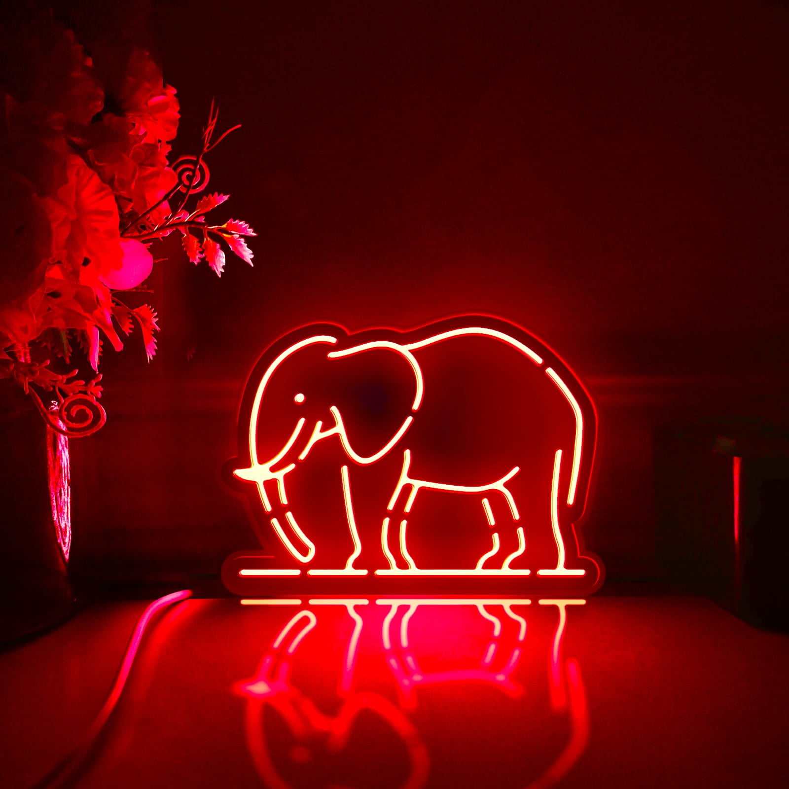 Elephant Led Light Box, Dimmable Neon-Like Light Signs USB Power for ...