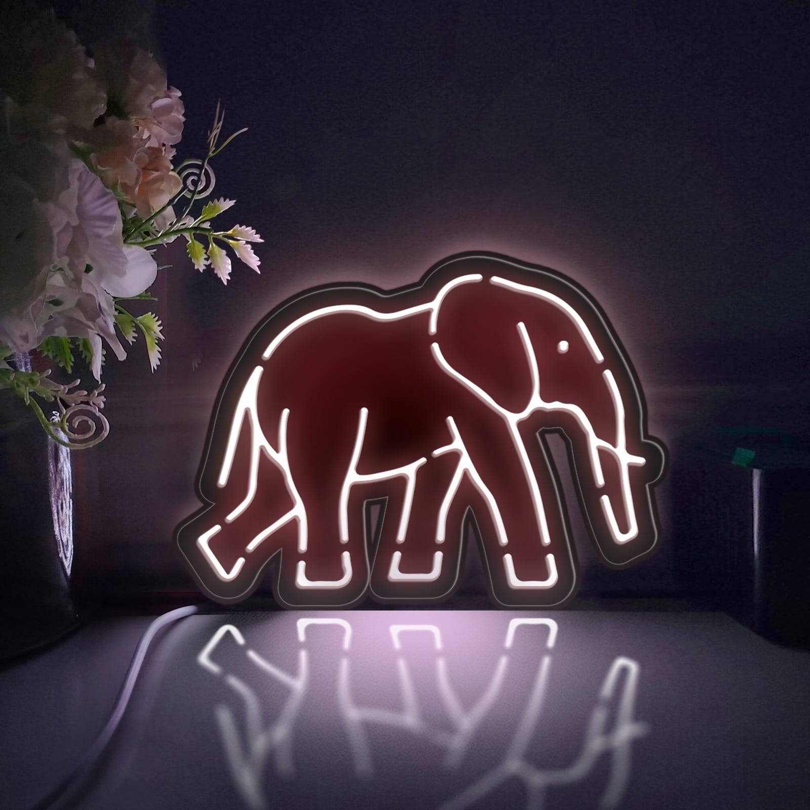 Elephant Led Light Box, Dimmable Neon-Like Light Signs USB Power for ...