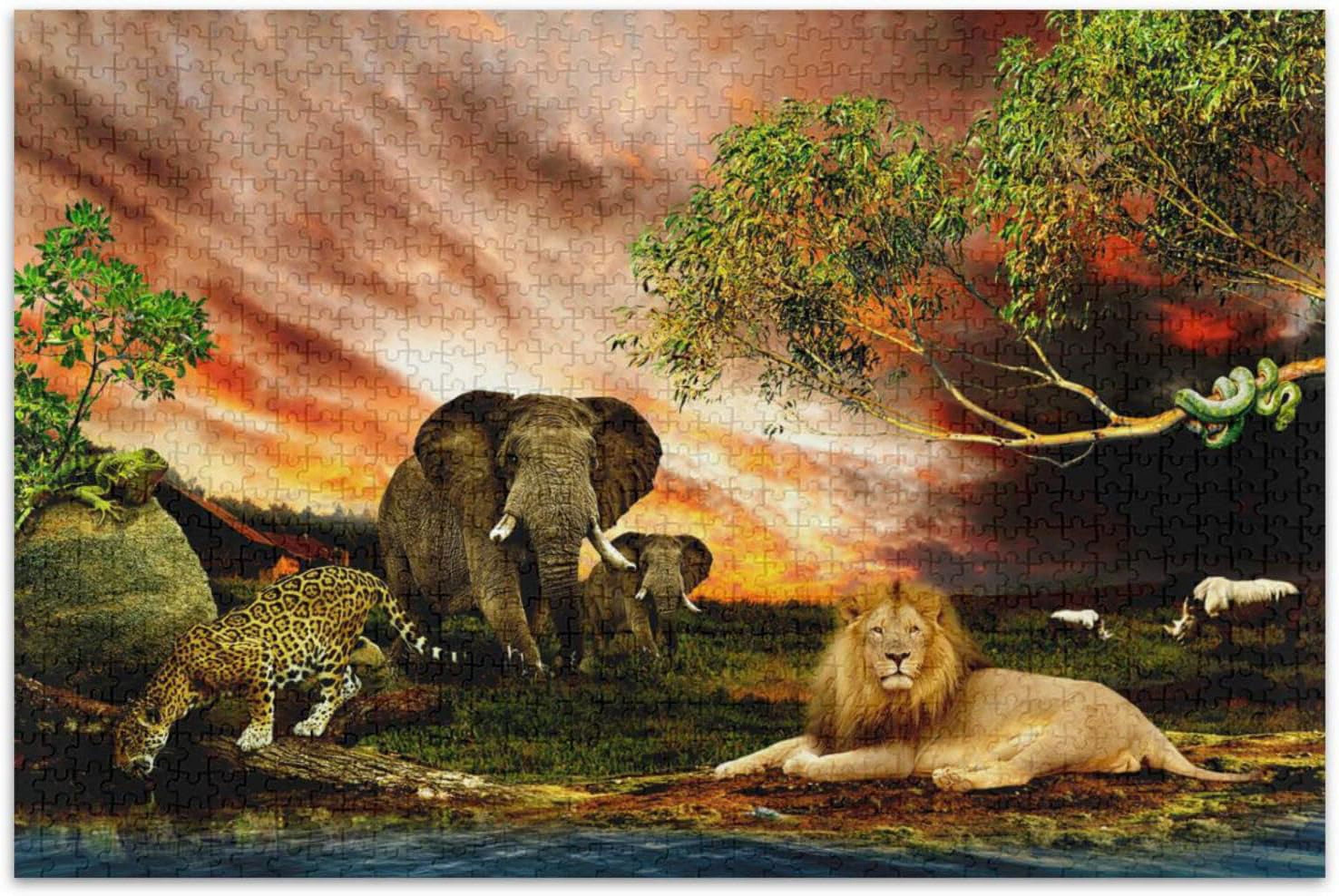 Elephant Lion 500 Piece Jigsaw Puzzle, Wall Artwork Puzzle Games for ...