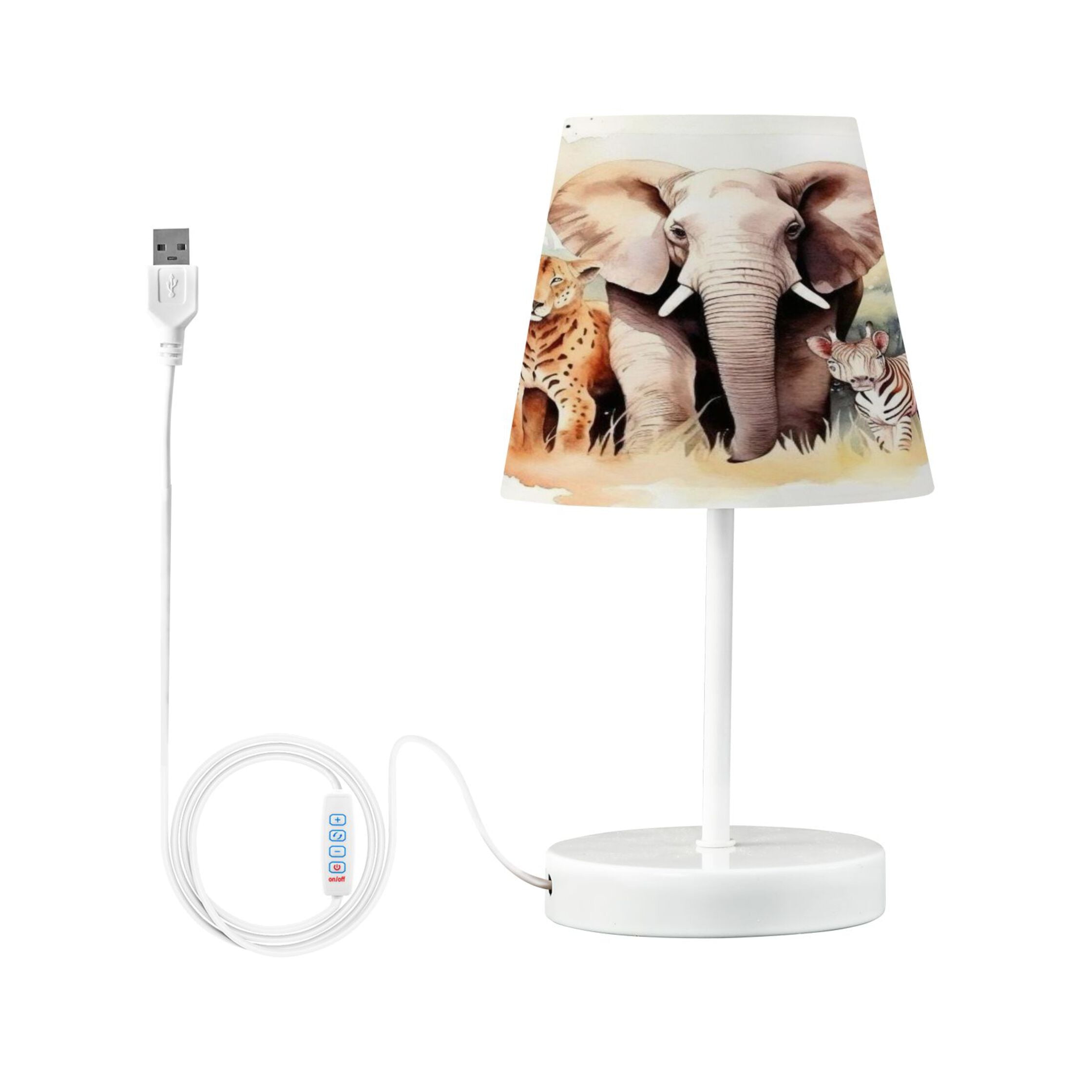 Elephant Lion Leopard Deer Desk Lamp LED Table Nightstand Lamps with 3 ...